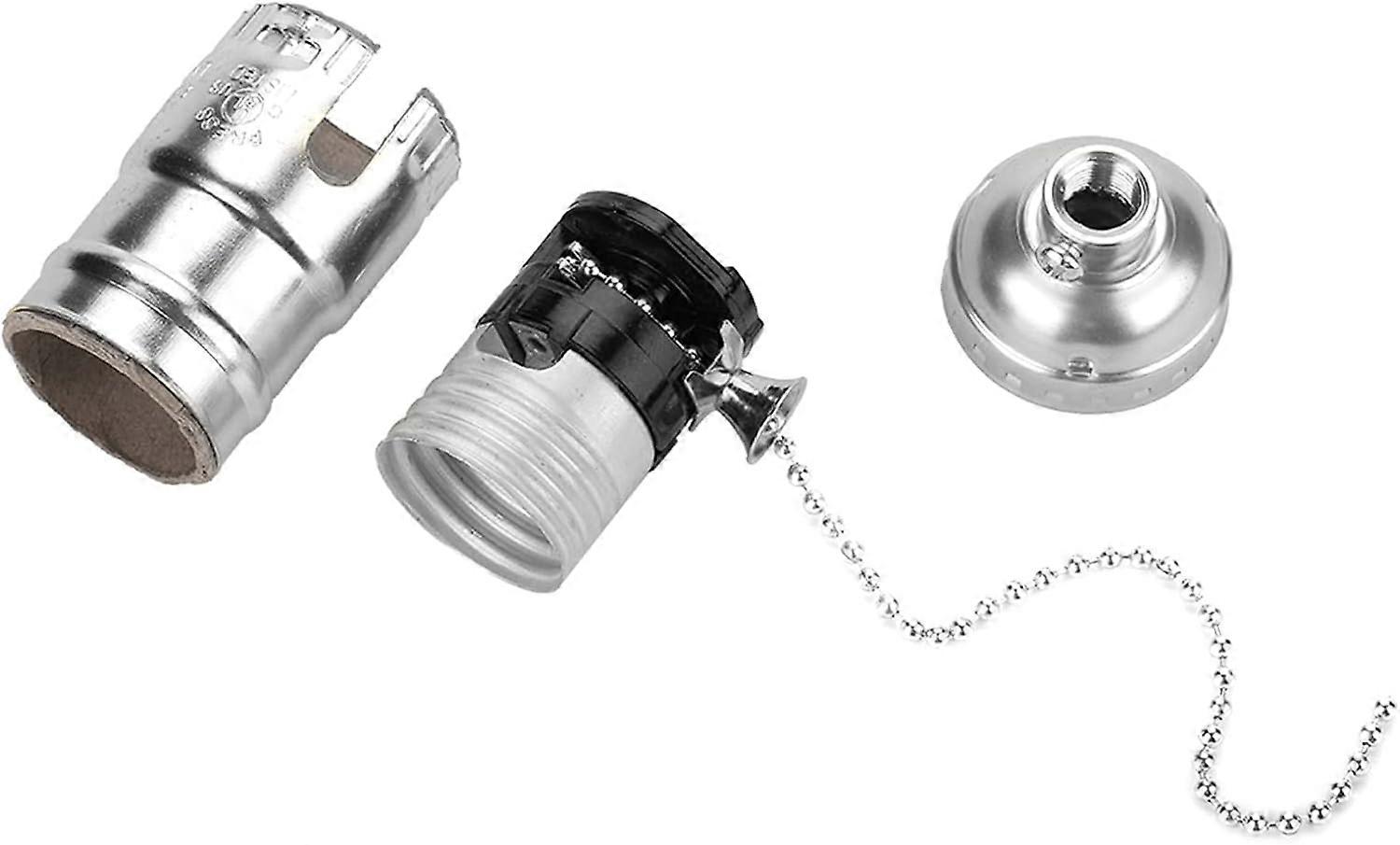 silver pull chain lamp socket,E27 Aluminum Vintage Light Socket with ...