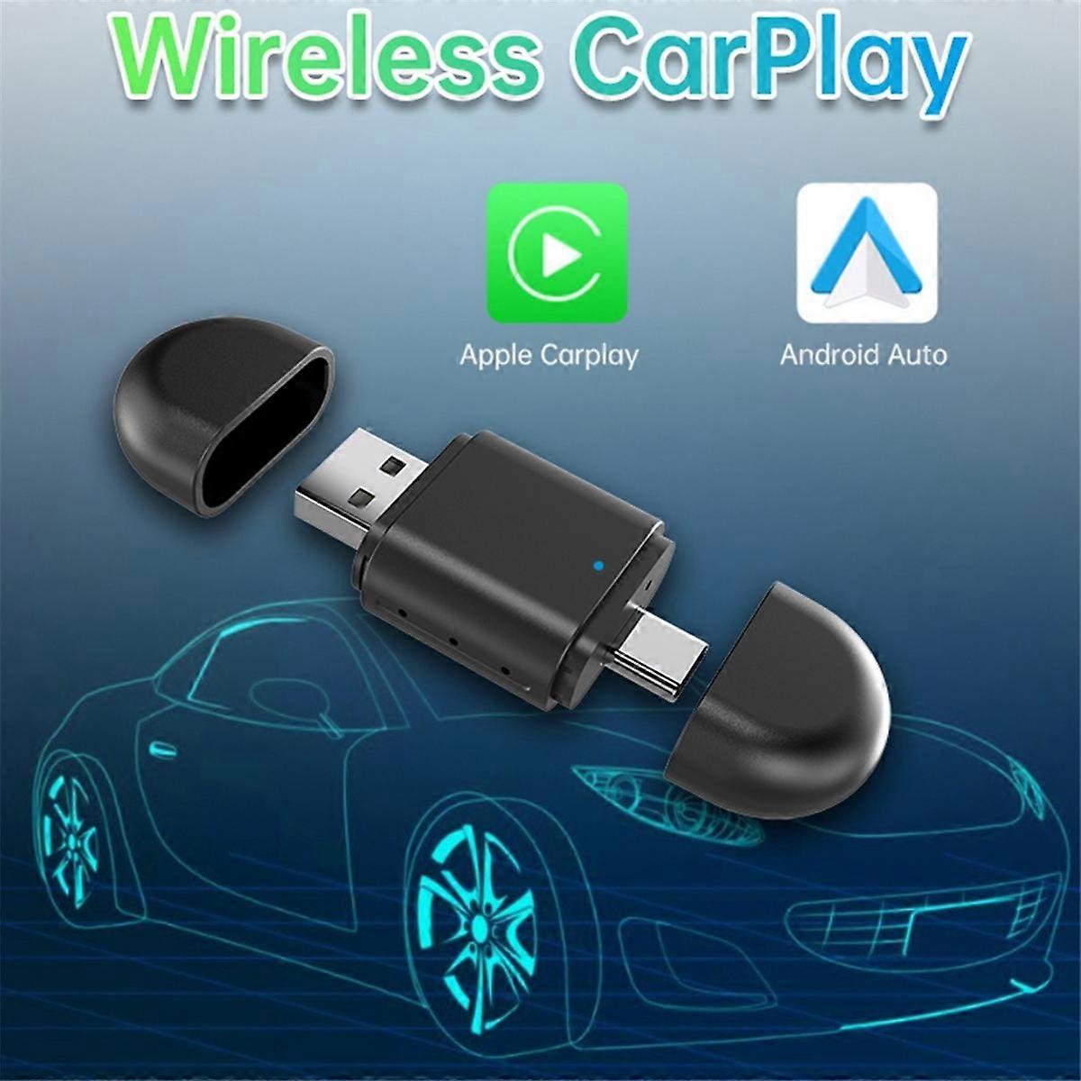 2-in-1 Wireless Carplay Android Auto Adapter Smart AI Box Dongle ...