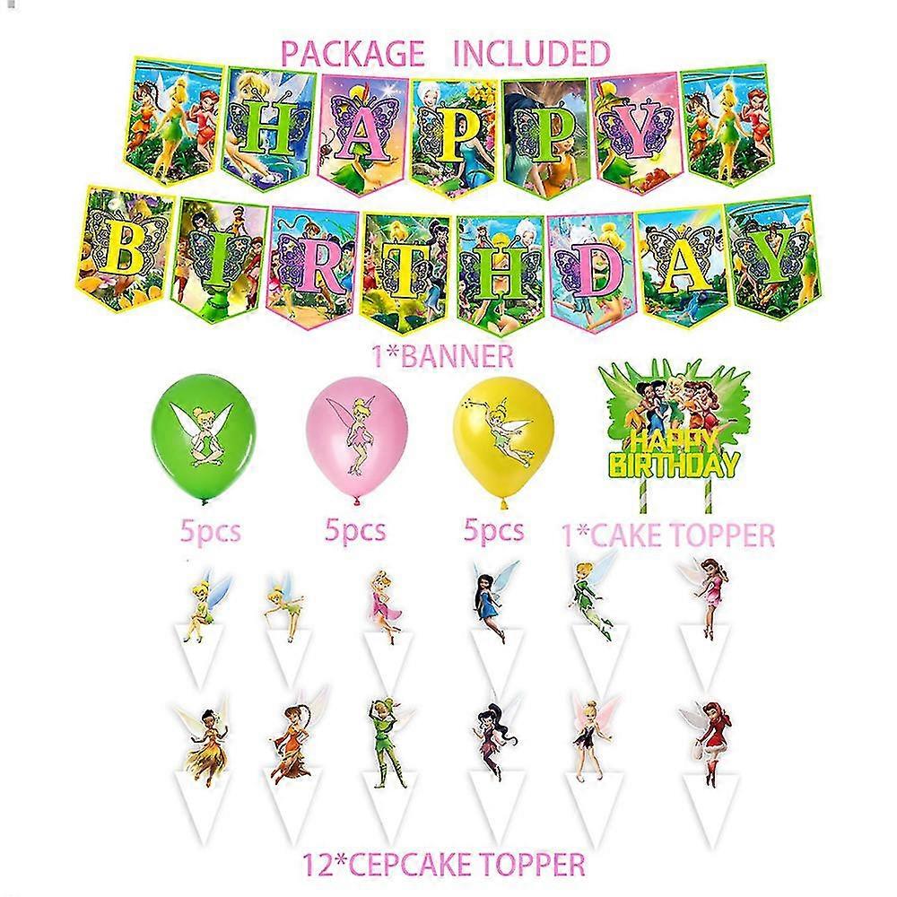 Tinker Bell Party Decorations, Cartoon Fairy Themed Birthday Party ...