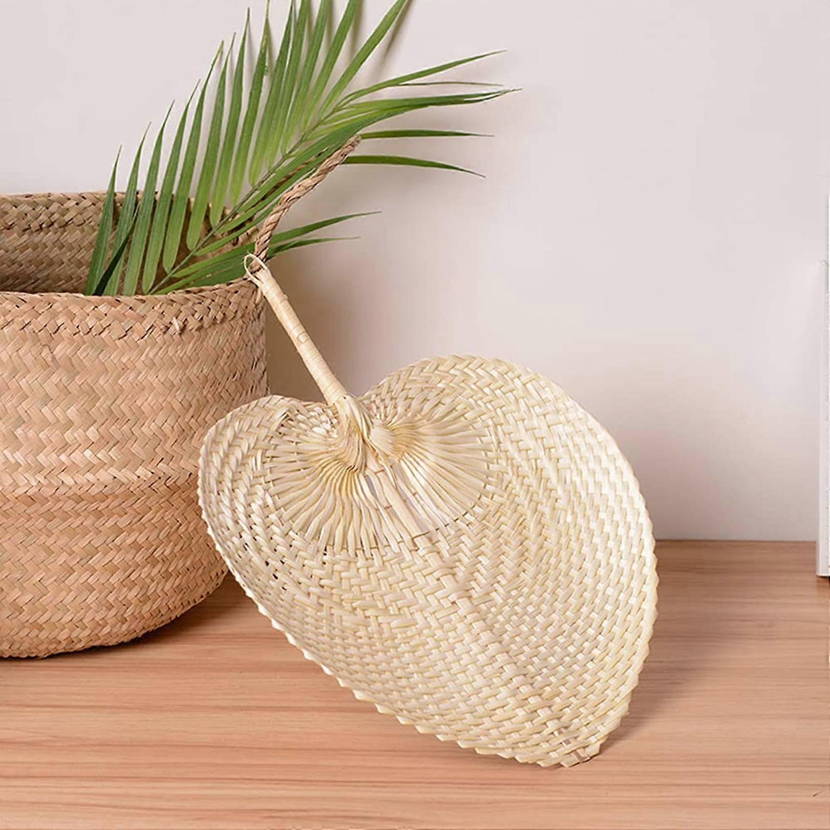 Natural Handmade Straw Fan Hand-Woven Palm Leaf Hand Woven Cooling ...