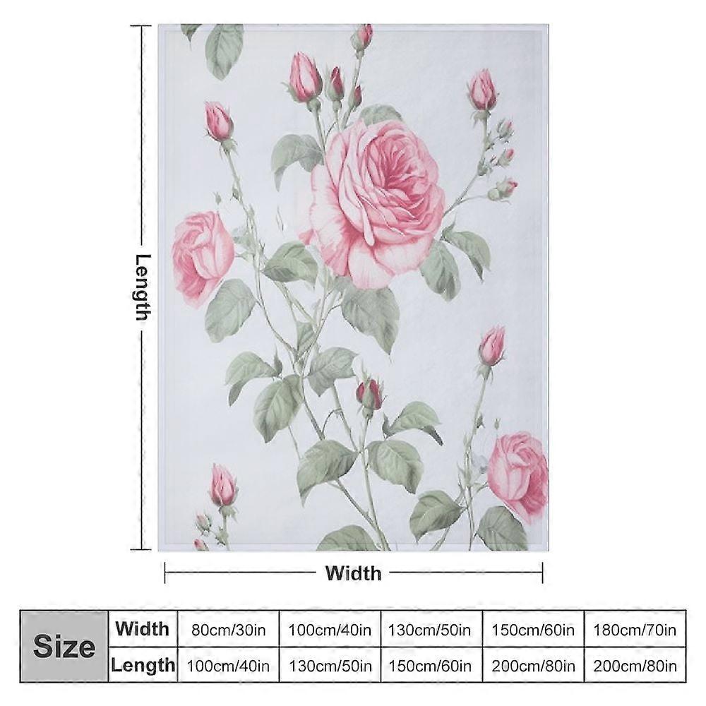 Throw Blanket,Rose Flower Watercolor Floral Flannel Soft Cozy Fluffy ...