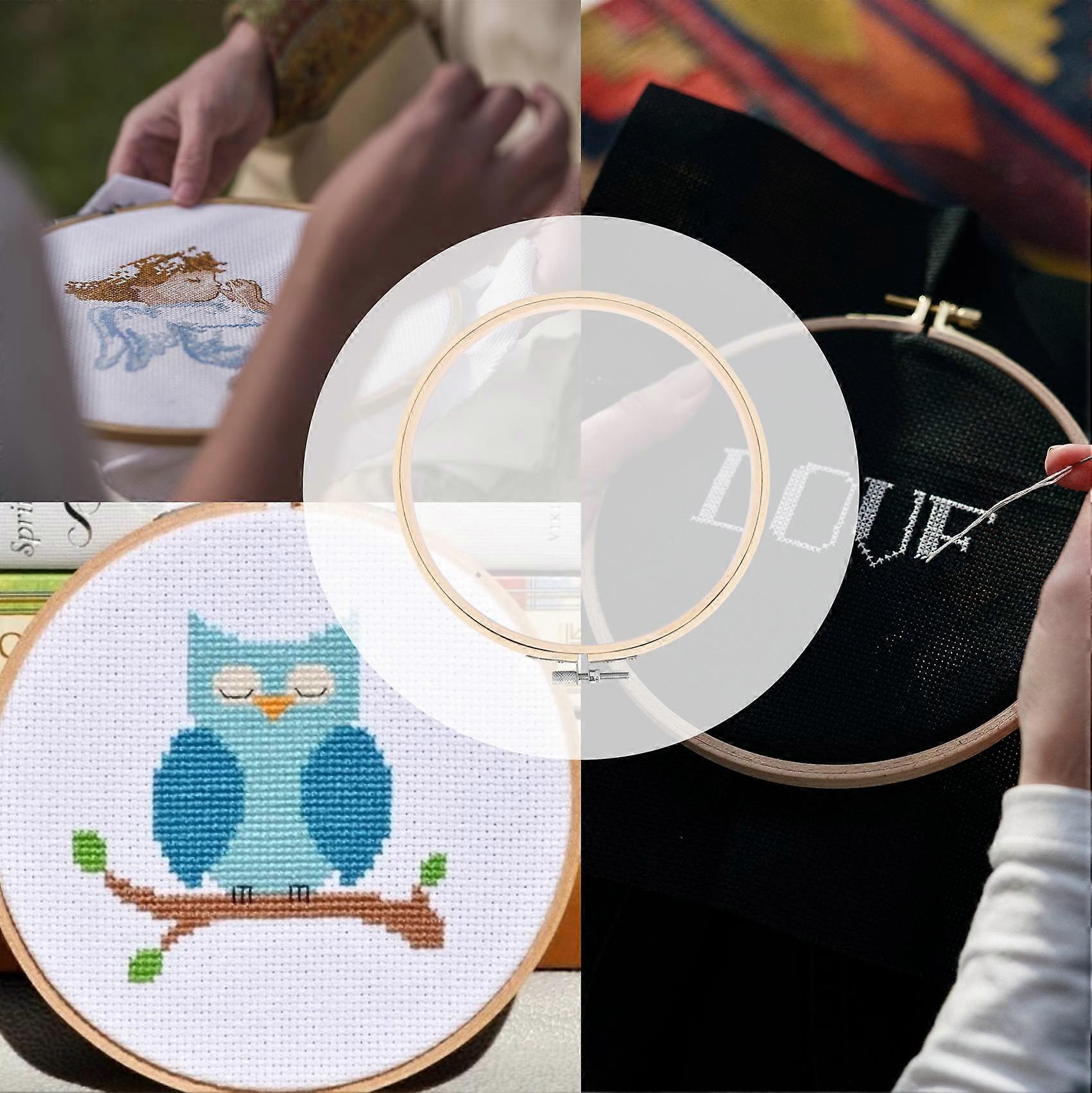 12 Pieces 7 Inch Wooden Embroidery Hoops Bulk Bamboo Circle Hoop Round ...