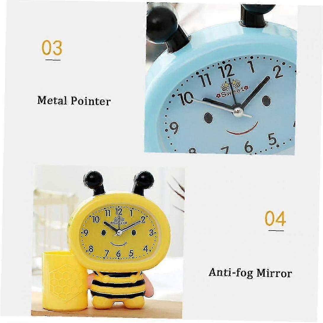 Cartoon Bees Alarm Clocks Multi Functional Pen Holder Timepiece For ...