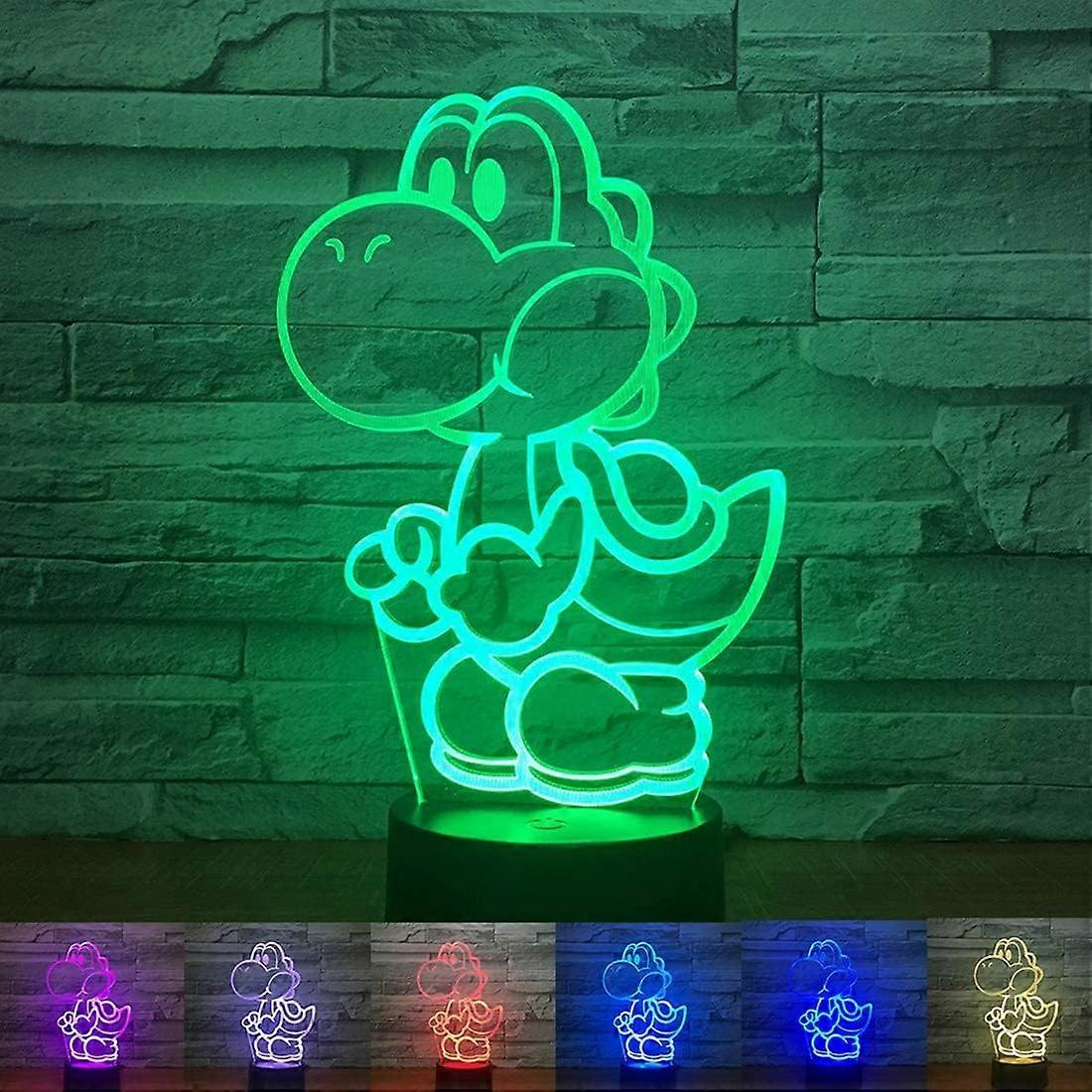 Yoshi 3D Night Light, 16 Color RGB Touch Remote Controller Yoshi Light ...