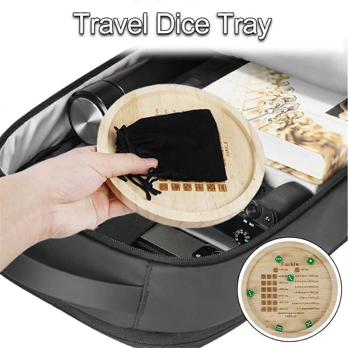 Dice Game Tray Wooden Classic Dice Game with Tray Dice Dish Family Game ...