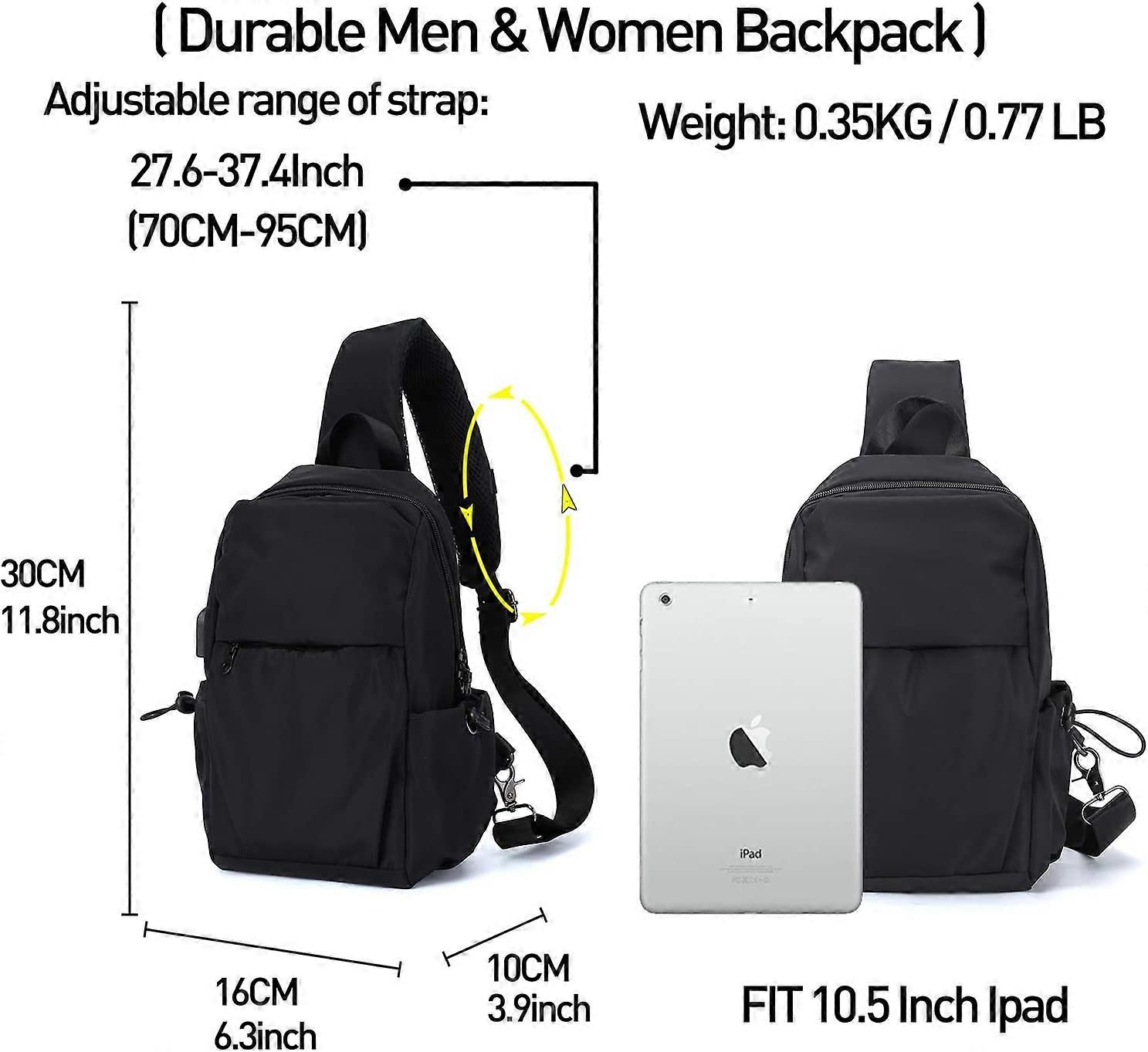 Small Black Sling Crossbody Backpack Shoulder Bag for Men Women ...