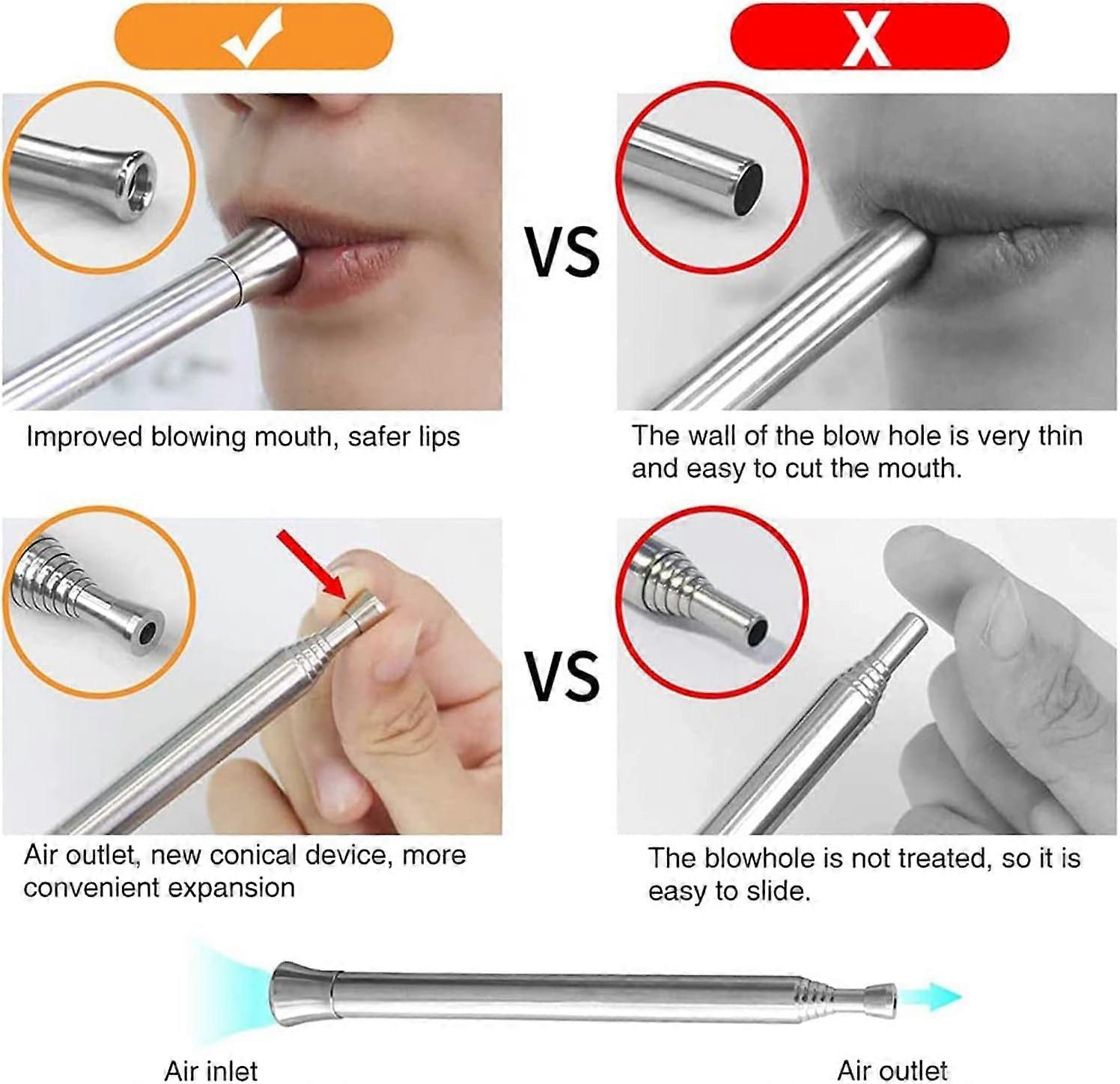 INOX Straw Bellows, Set of 2 Telescopic Blowing Tubes, 13.5*62.5cm ...