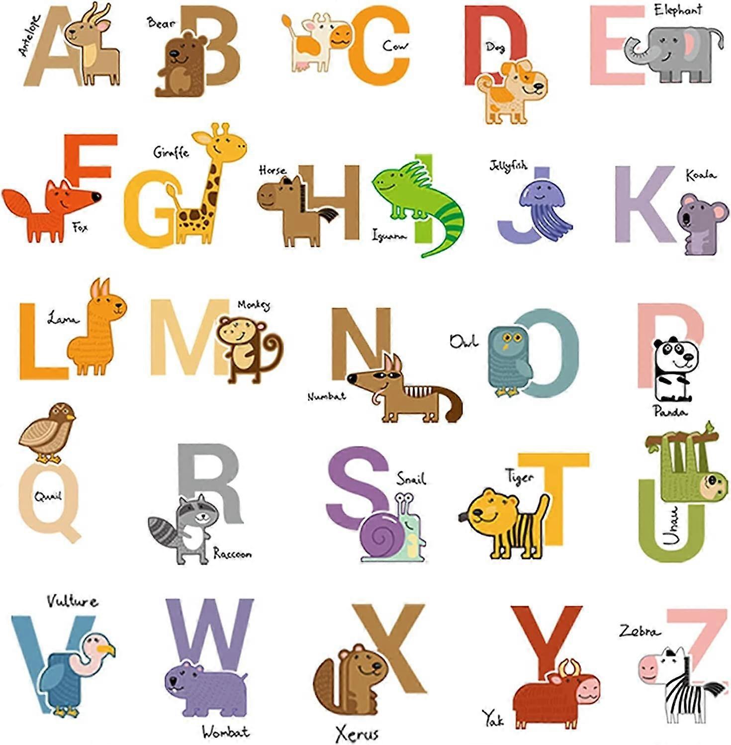 Alphabet ABC Wall Decals with Cartoon Animal, Heytea Adorable ...