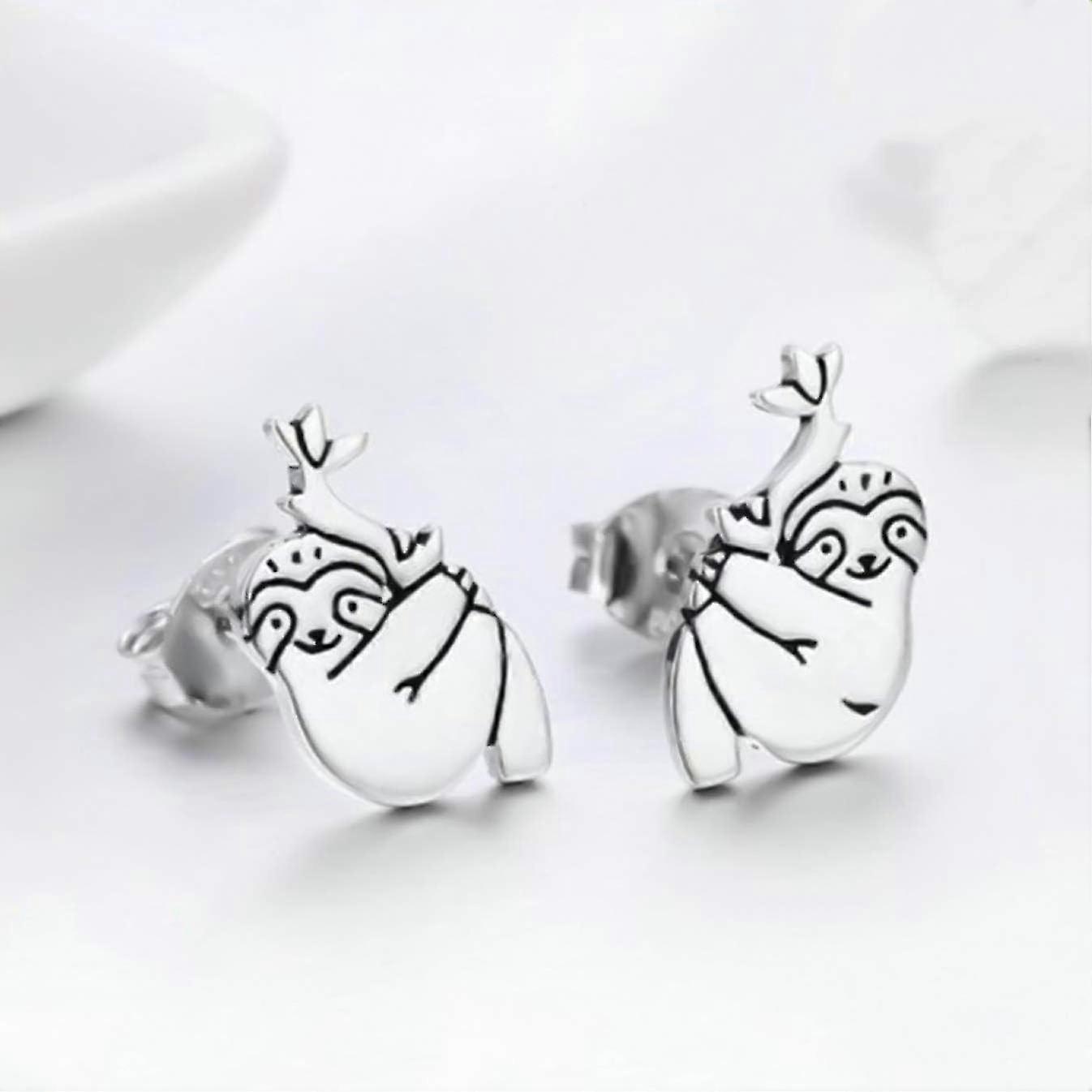 Sloth Stud Earrings: Silver Sloth Ear Studs For Girls And Women [XH ...
