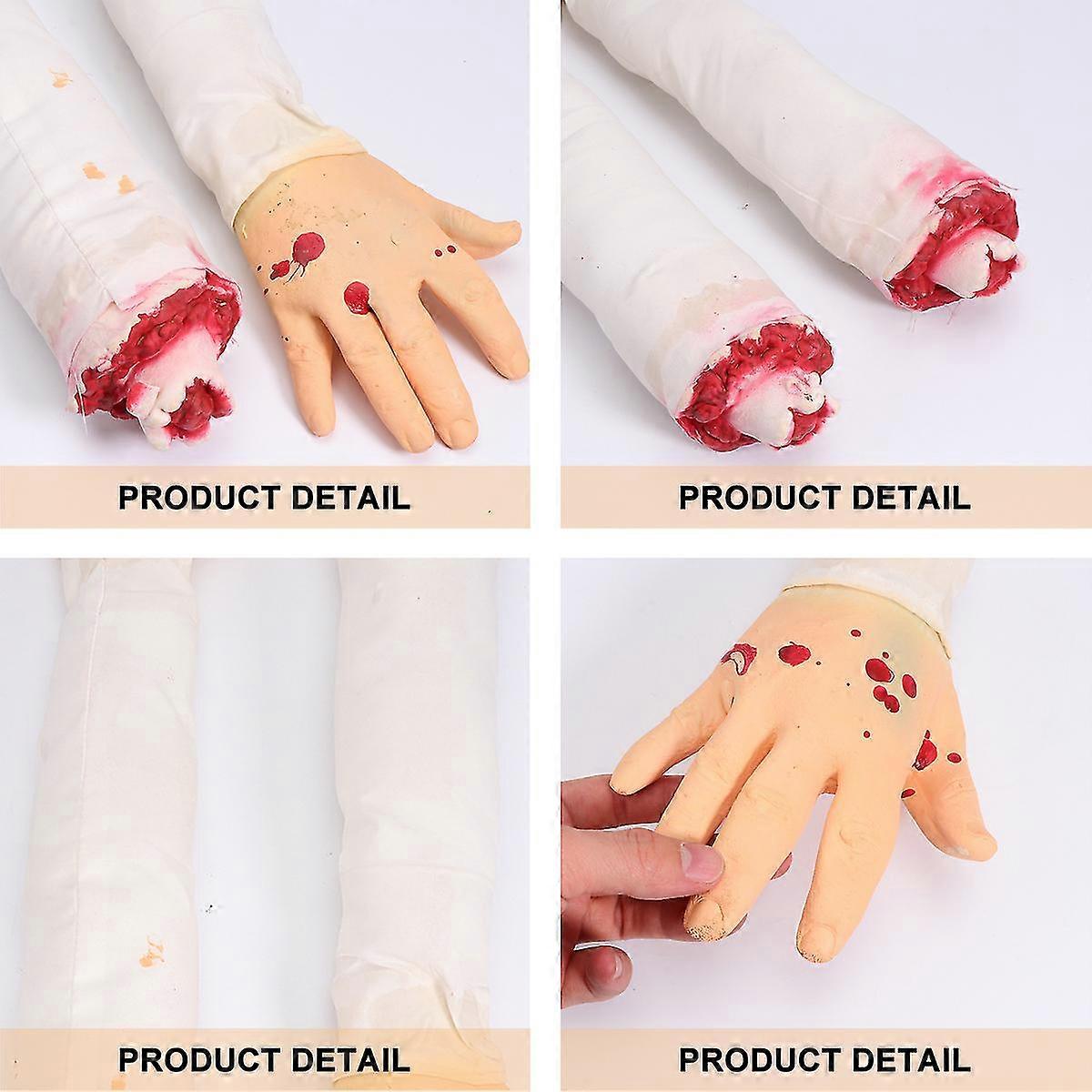 Halloween Simulation Fake Hand with Cloth Arm Realistic Bloody Broken ...
