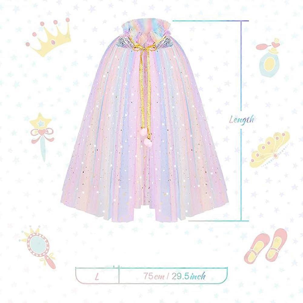 Princess Cape Children Girls Princess Costume with Crown, Halloween ...