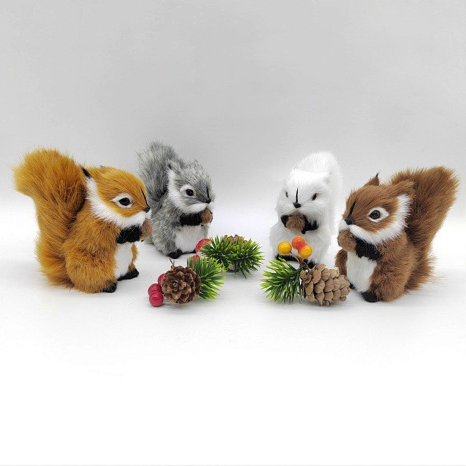 Plush Squirrel Figurine Realistic Simulation Squirrel Model Lifelike ...