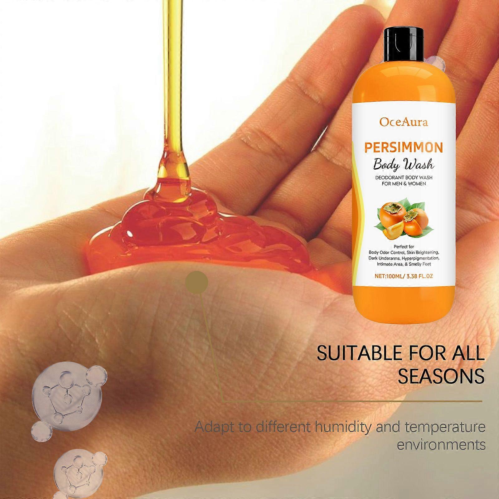 Persimmon Body Wash + Persimmon Soap Bar Set for Body Odor Control ...