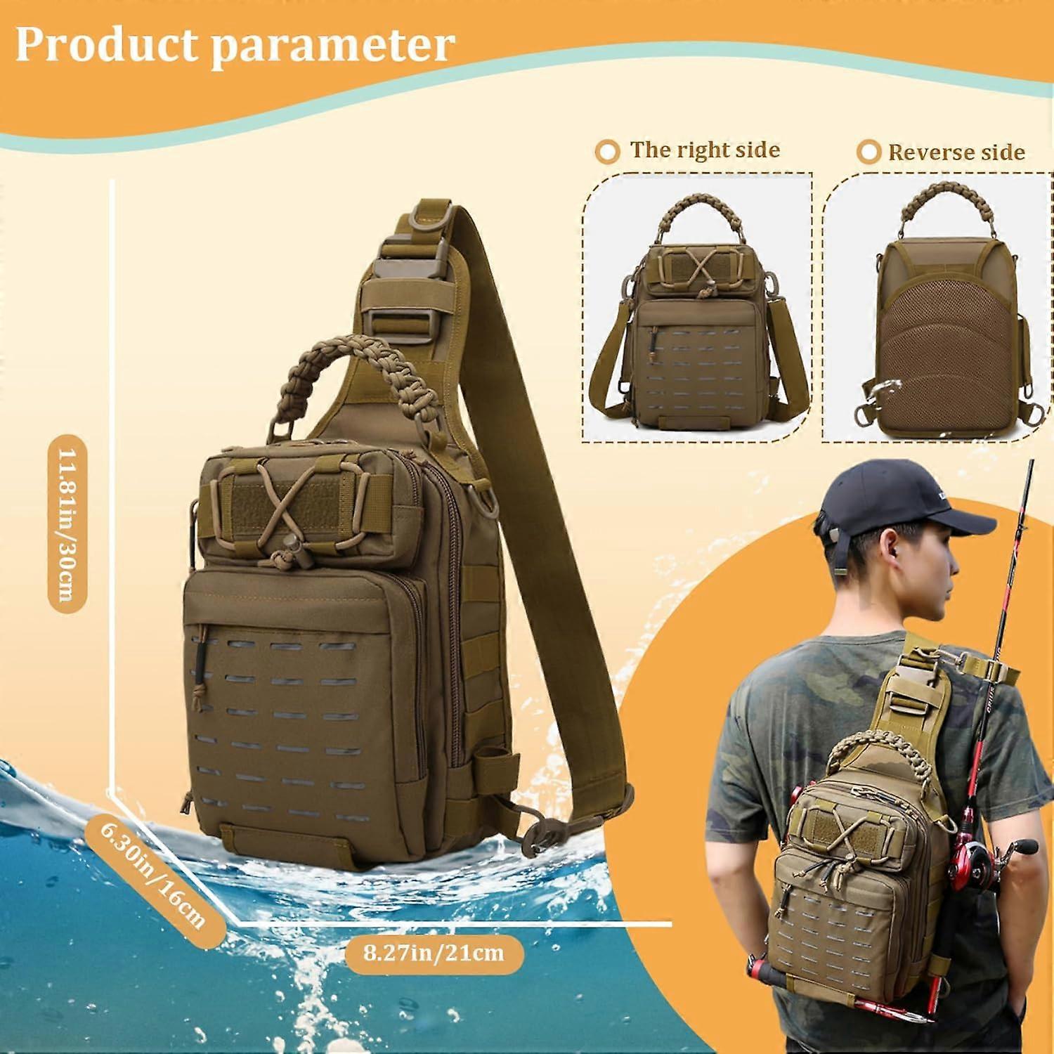 Fishing backpack large capacity with rod holder waterproof tackle bag ...