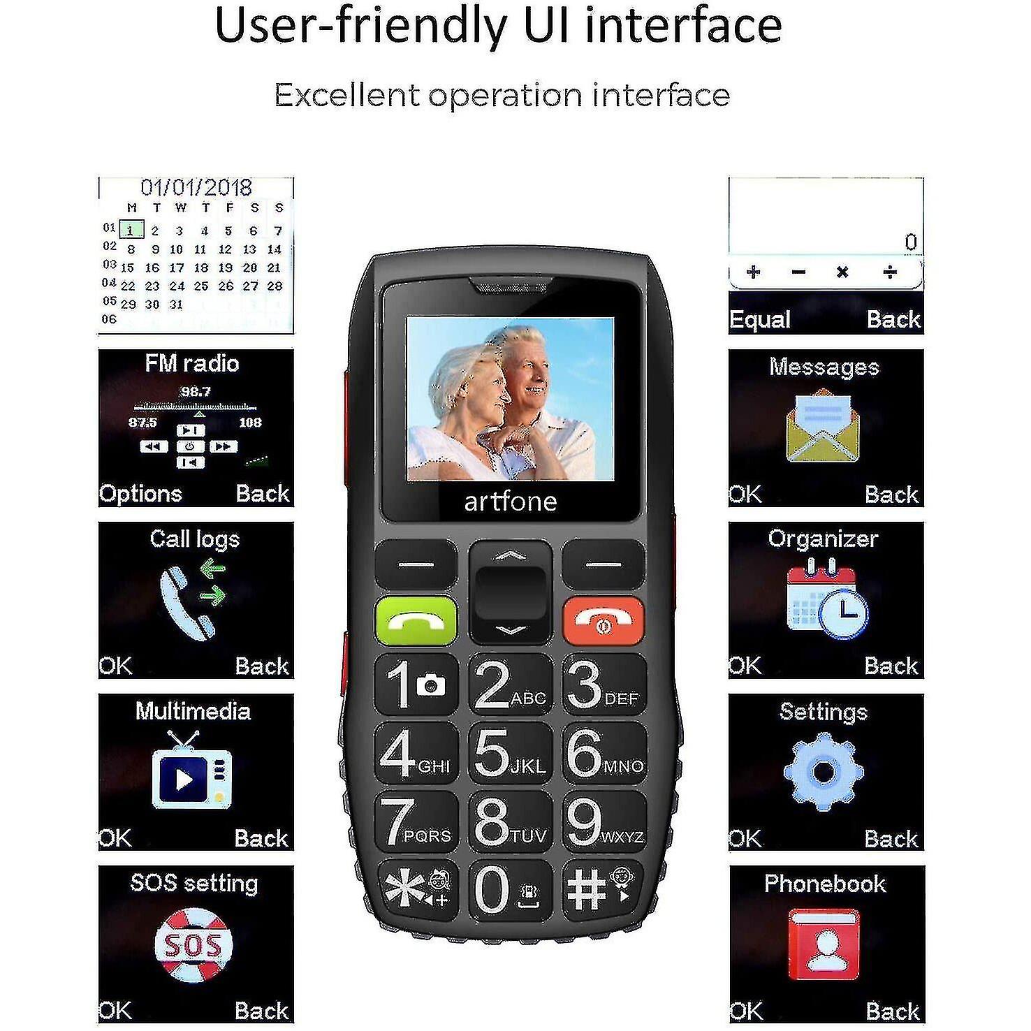 Mobile Phones For Elderly, Artfone Senior Mobile Phones With Sos Button ...