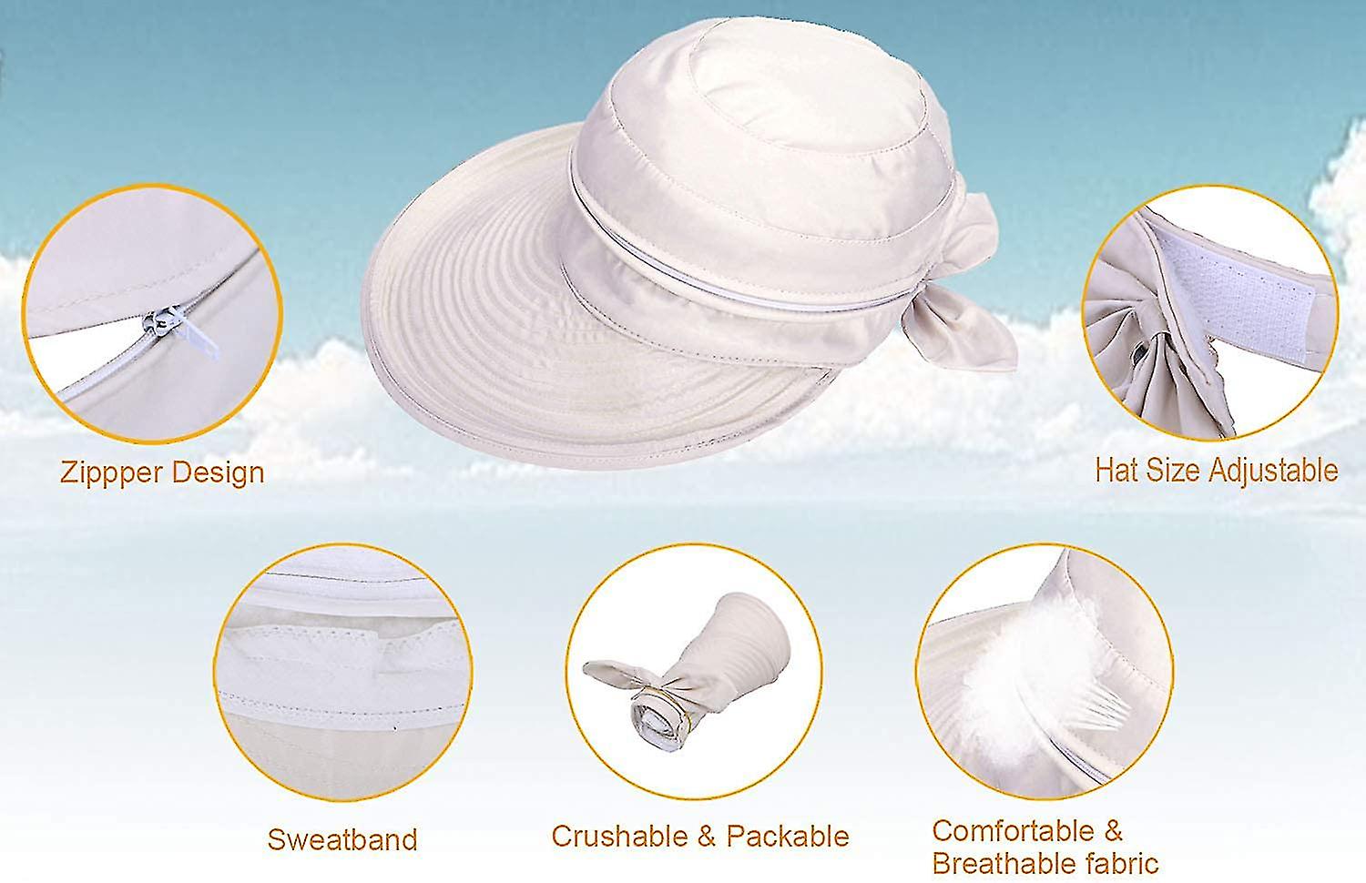 Bran Hats For Women Upf 50+ Uv Sun Protective Convertible Beach Visor ...