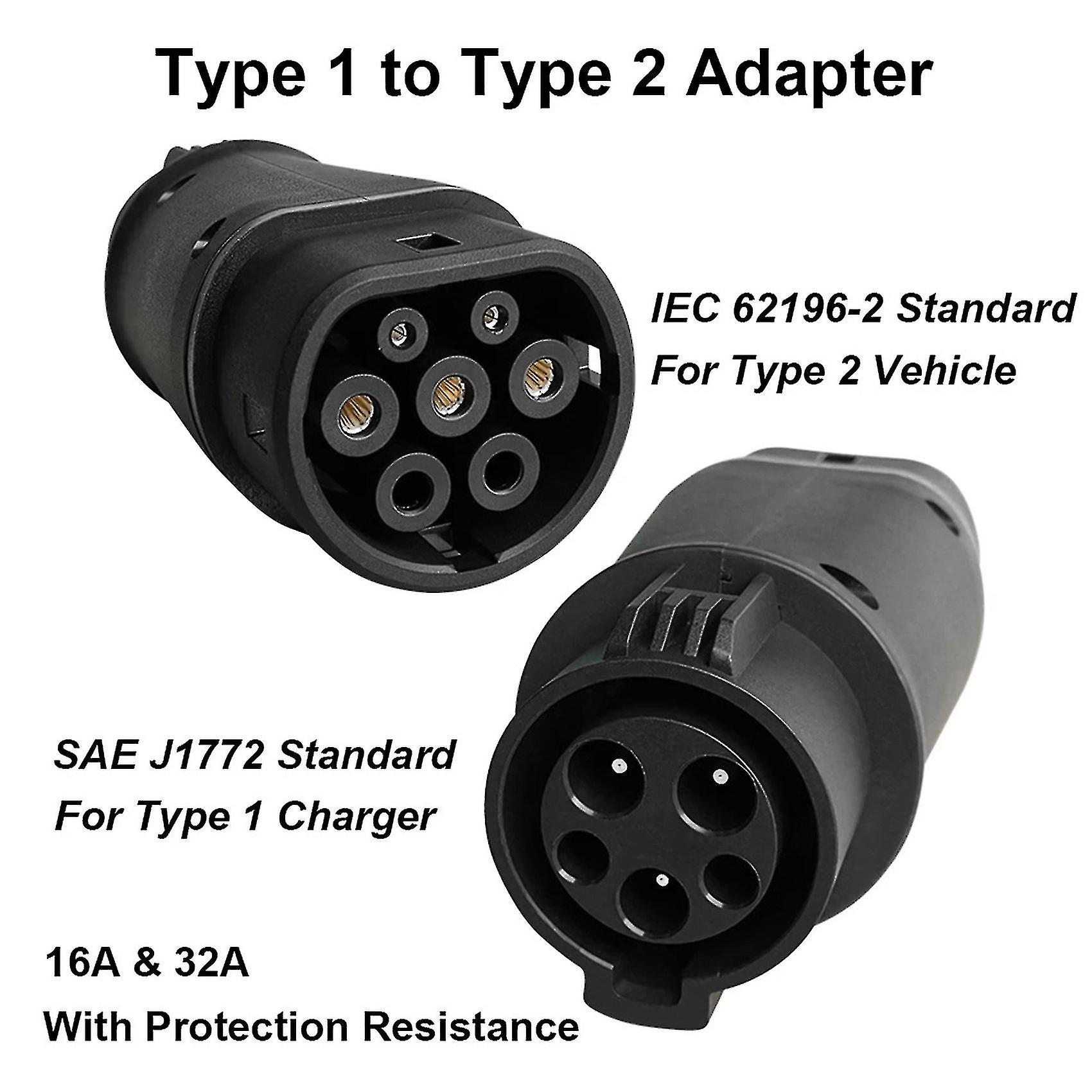 Evse J1772 Adaptor Type 1 To Type 2 Socket Electric Vehicle Car Ev ...