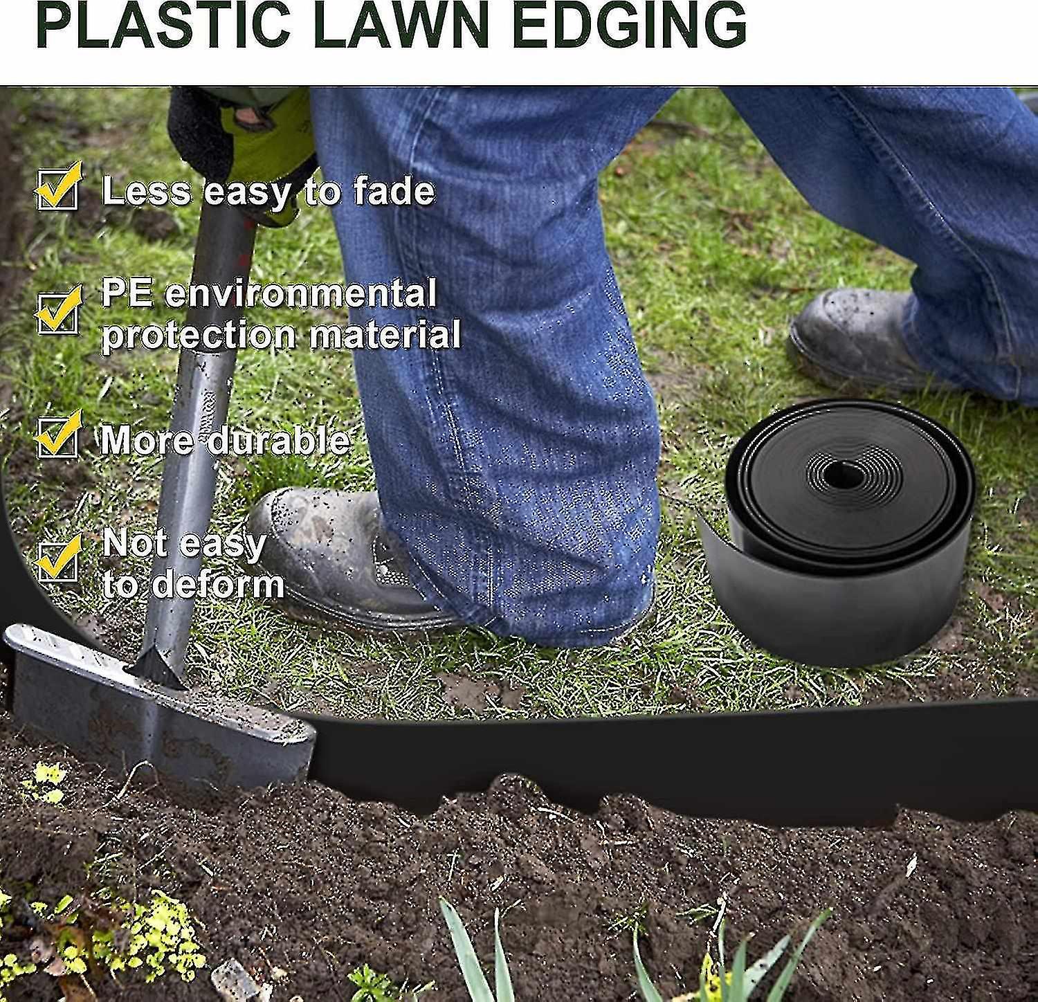 Garden Edging, 2.2mm Thickness Pe Flexible Plastic Lawn Edging Roll ...