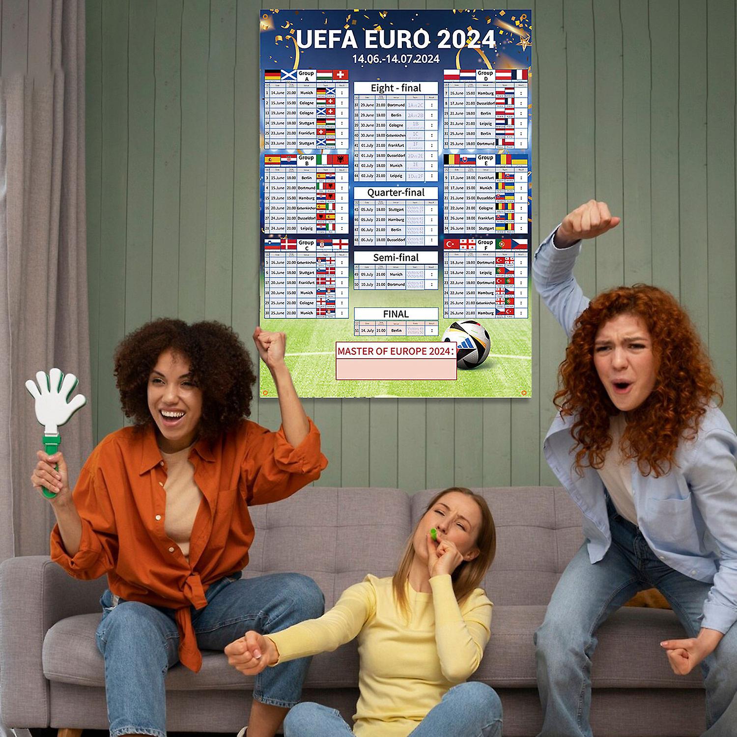 70 x 100cm UEFA EURO 2024 Planner, 2024 European Championship Wall ...