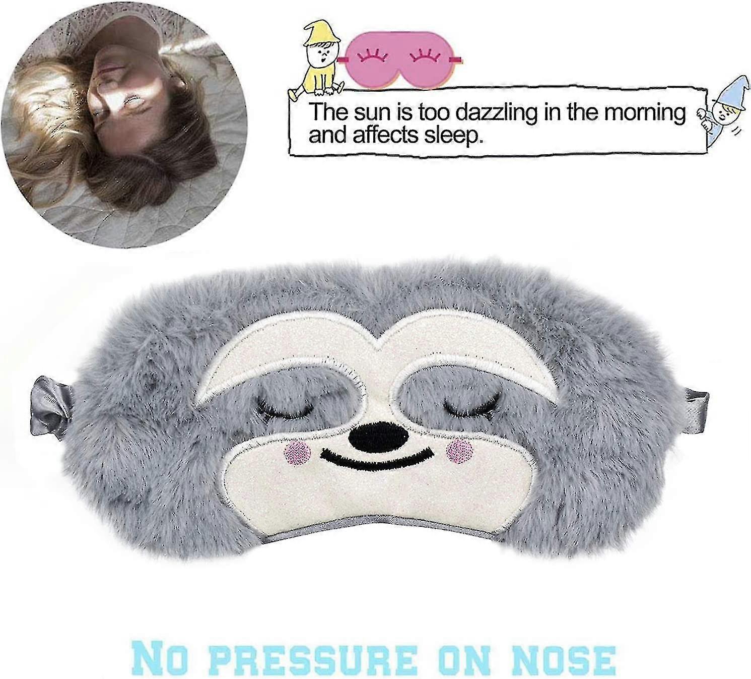 Sleep Eye Mask, Cute Sloth Funny Animal Soft Fluffy Plush Sleep Mask ...