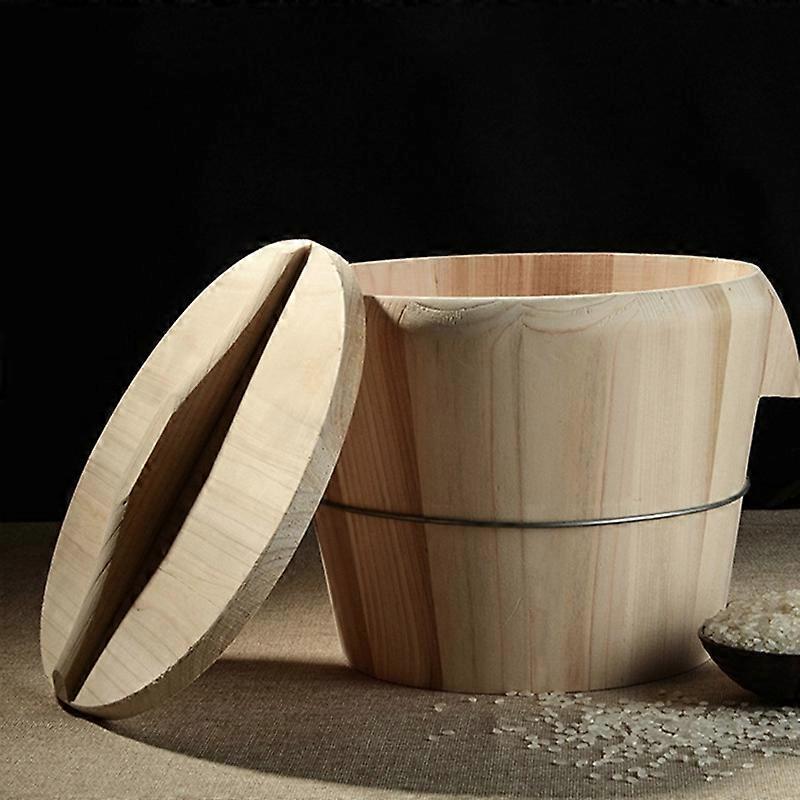 Kitchen Tool Portable Natural Wooden Steaming Rice Bucket with Lid ...