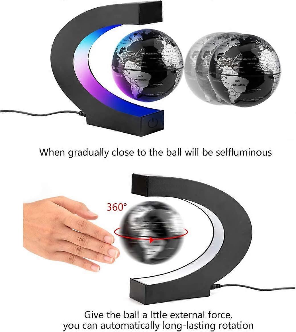 C Shape Magnetic Levitation Floating World Map Globe With Led Display ...