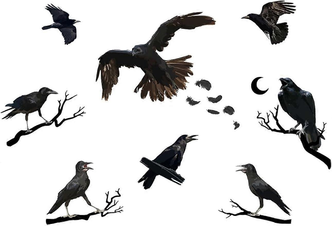 Ravens Crows Wall Stickers Black Crow Raven on Branches Wall Decals ...