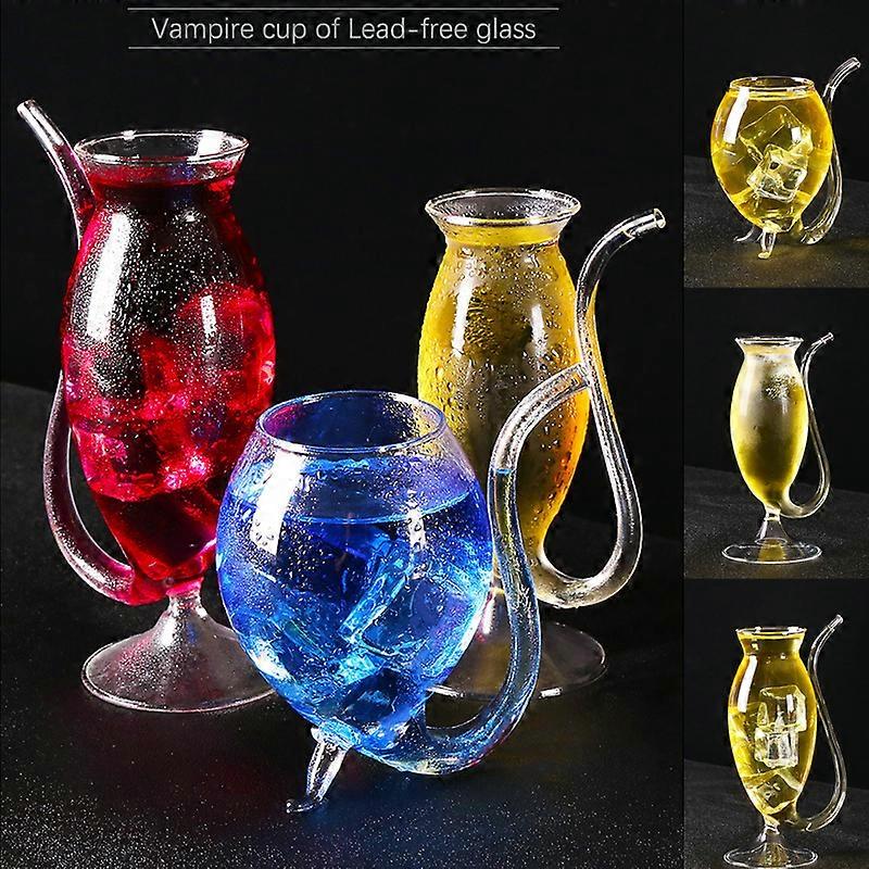 Clear Vampires Heat-resistant Wine Juice Glass Cup with Drinking Tube ...