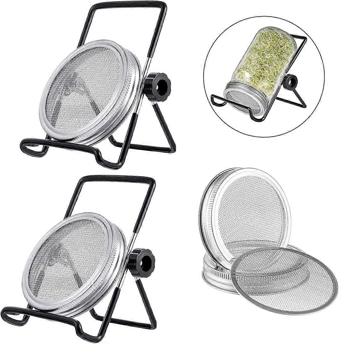 6Pcs Sprouting Lids Kit with 4Pcs Sprouting Lid Stainless Steel Screen ...