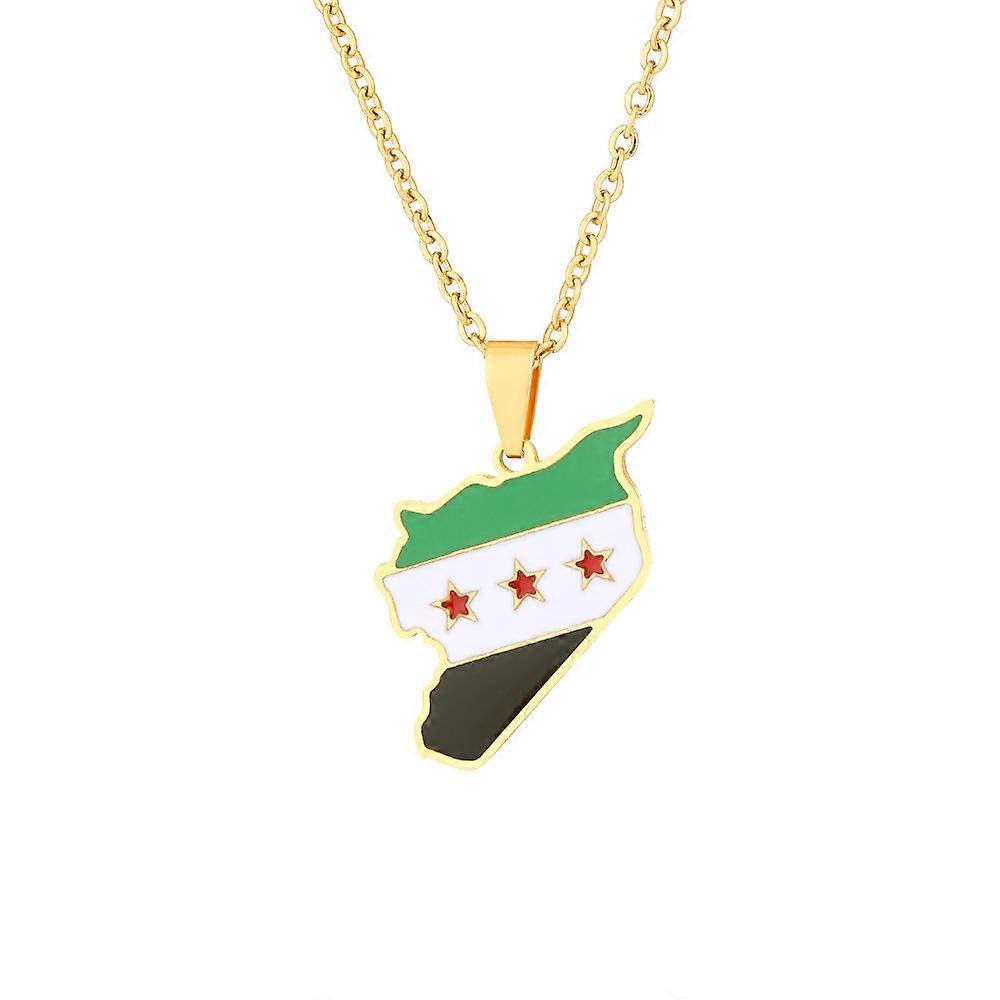 Free Syrian Army map and flag necklace, gold, 1pc | Fruugo UK