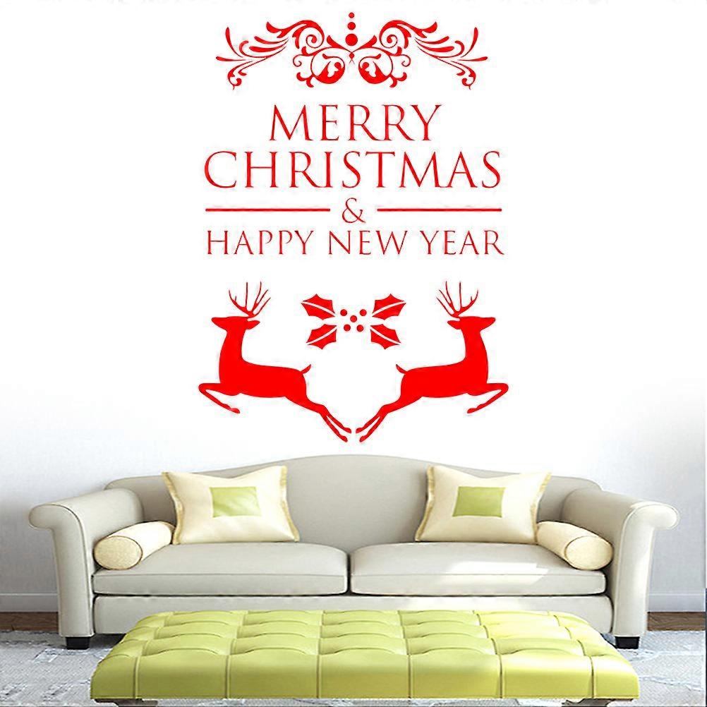 Merry Christmas Happy New Year Mirror Wall Sticker Removable PVC Letter ...