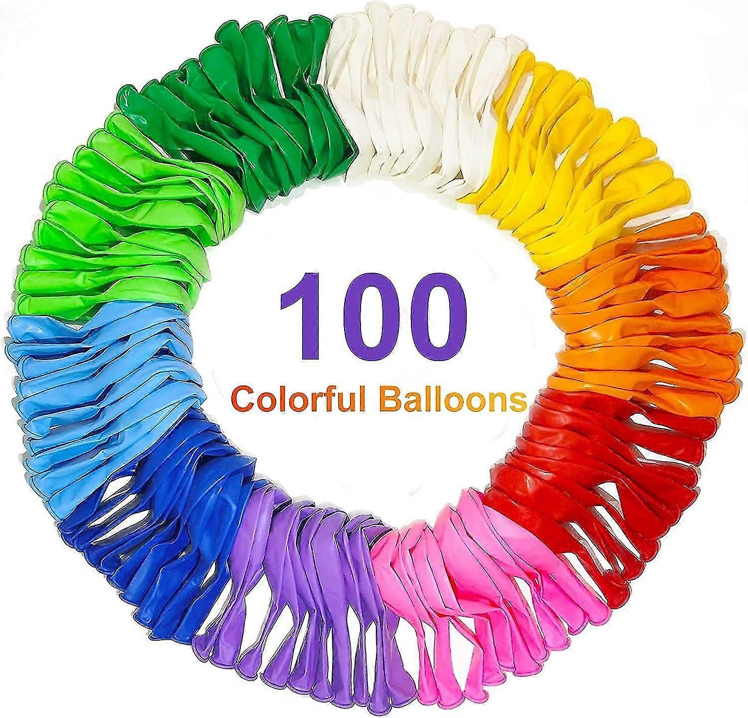 Rainbow Balloons 100 Pack, 10 Inch 12 Colors, Baloons For Kids Birthday ...
