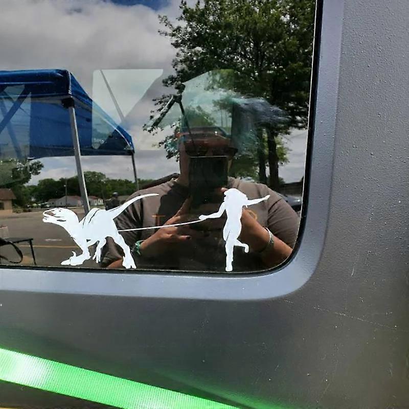Funny Cartoon Car Stickers Velociraptor Walker Woman Walking Raptor ...