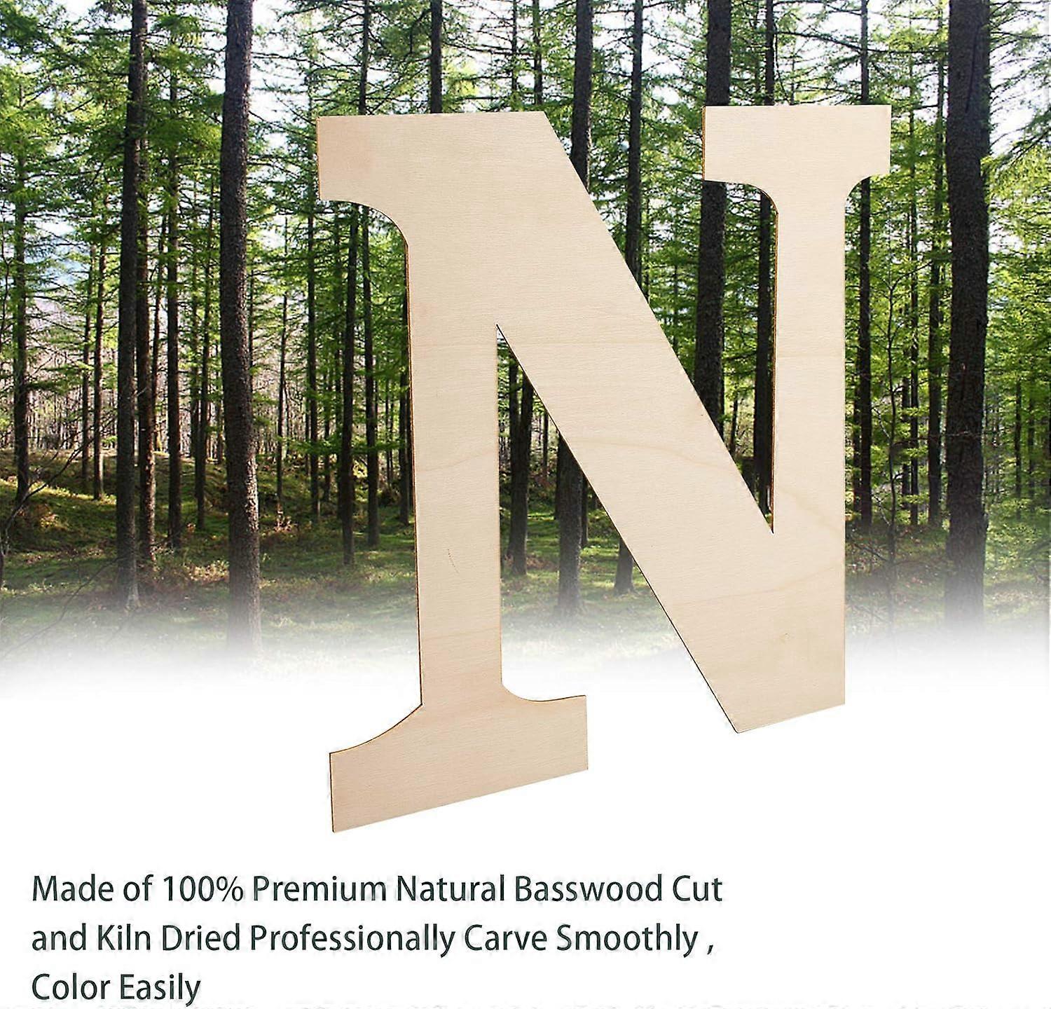 12 Inch Wooden Letters N Unfinished Wood Letters Wooden Alphabet Cutout ...