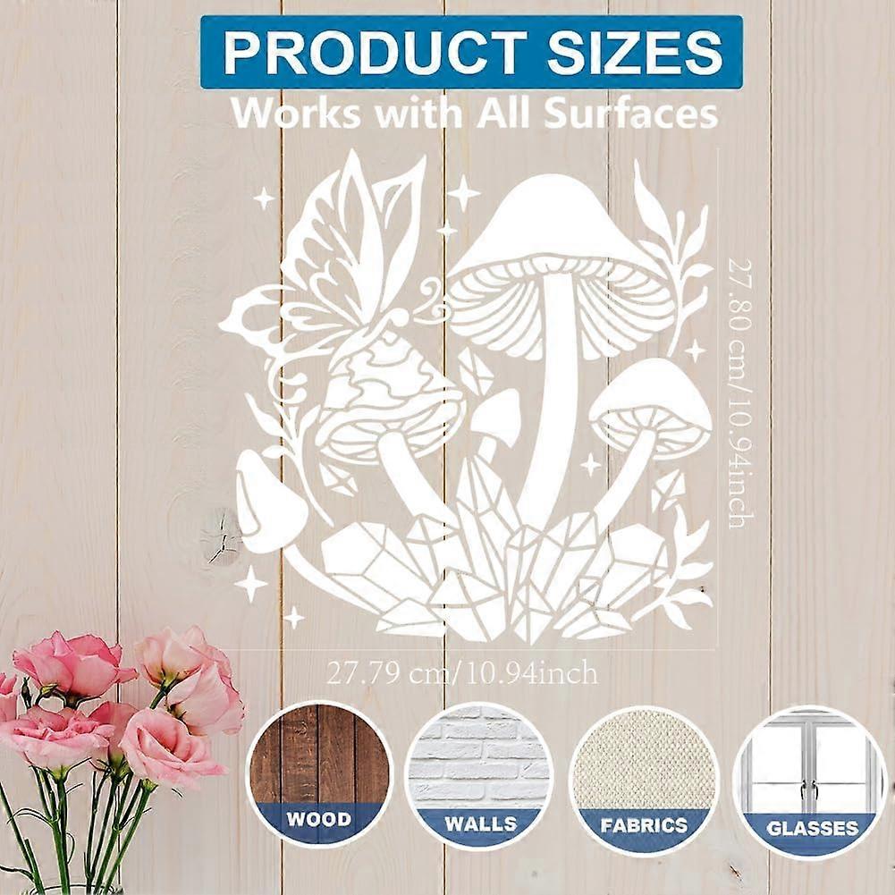 Mushroom Butterfly Stencil 11.811.8inch Large Reusable Magic Elements ...