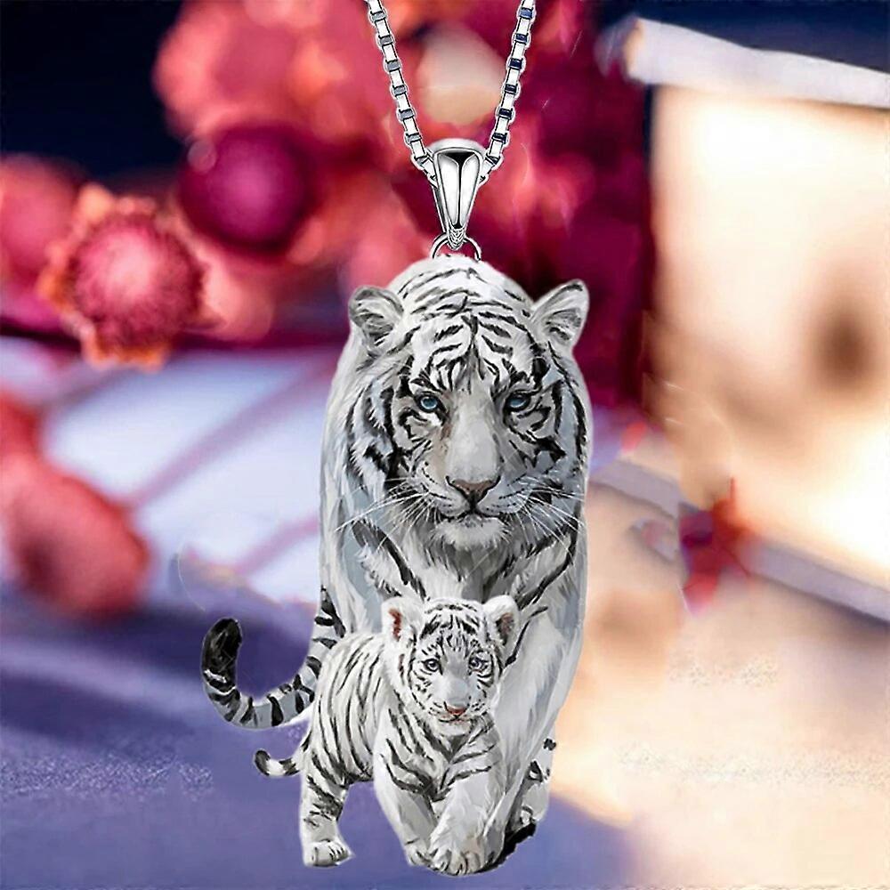 Fashion Mother and Child White Tiger Necklace Charm White Tiger Zinc ...