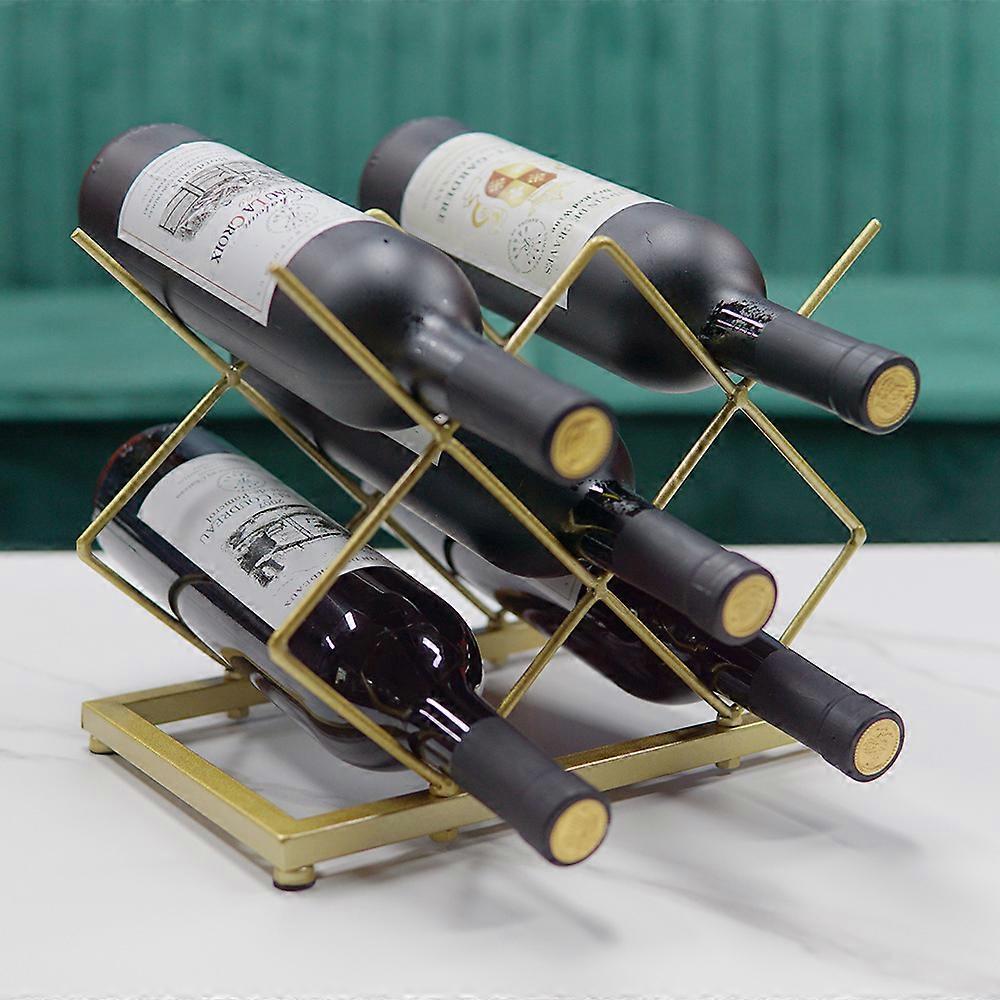 Countertop Wine Rack,5 Bottle Freestanding Modern Gold Metal Small Wine ...