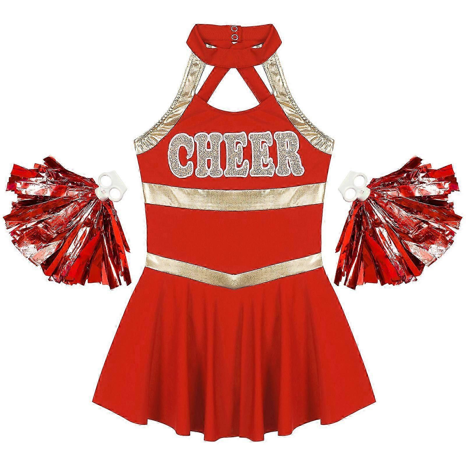 Kids Girls Sleeveless Letters Printed Dance Dress with Tassel Flower ...