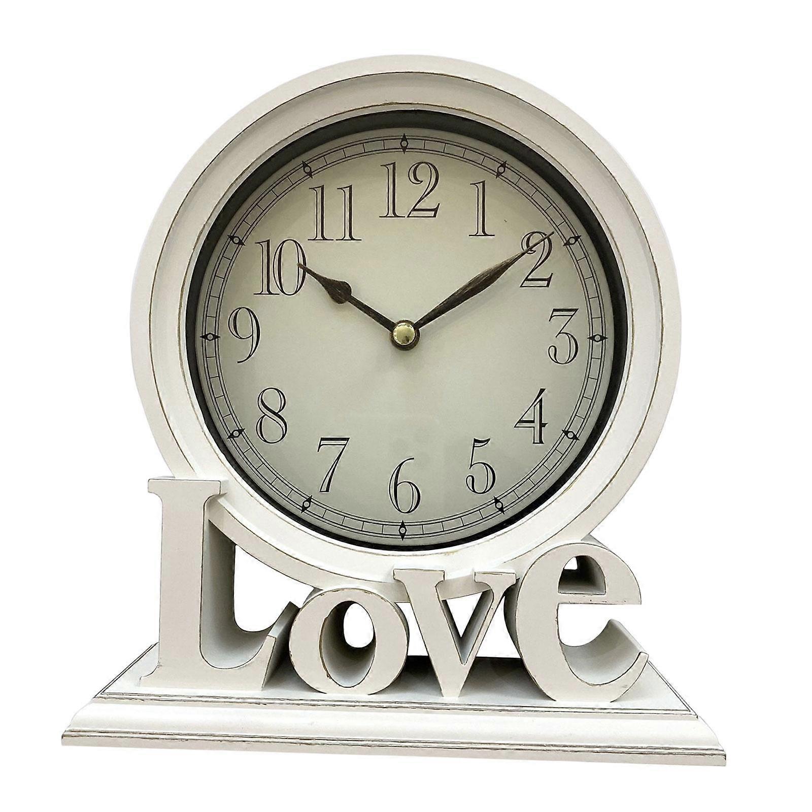 Table Clock Vintage LOVE Non-Ticking Desk Clock Mantel Clocks for ...