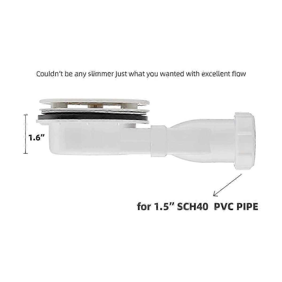 ABS Shower Drain Low-Profile, Slim Side Outlet Trap 36 L/Min High Flow ...