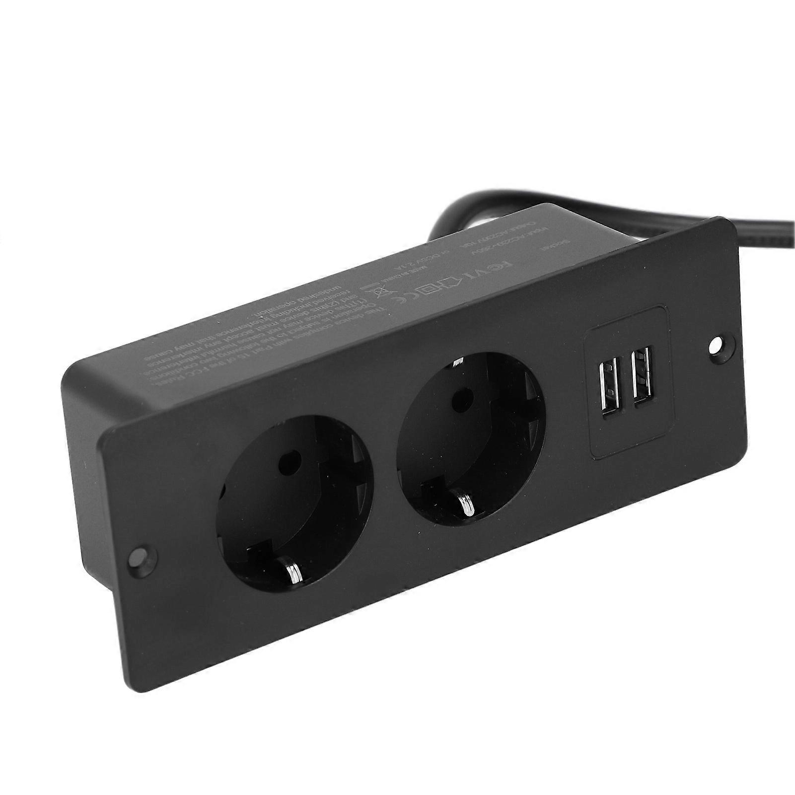 Embedded Power Outlet 2 USB 2 10A Ports Recessed Desk Socket In Desk ...