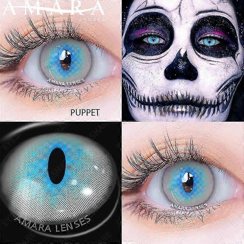 Amara Cat Eye Cosplay Blue Color Contact Lenses For Eyes Yearly Makeup ...