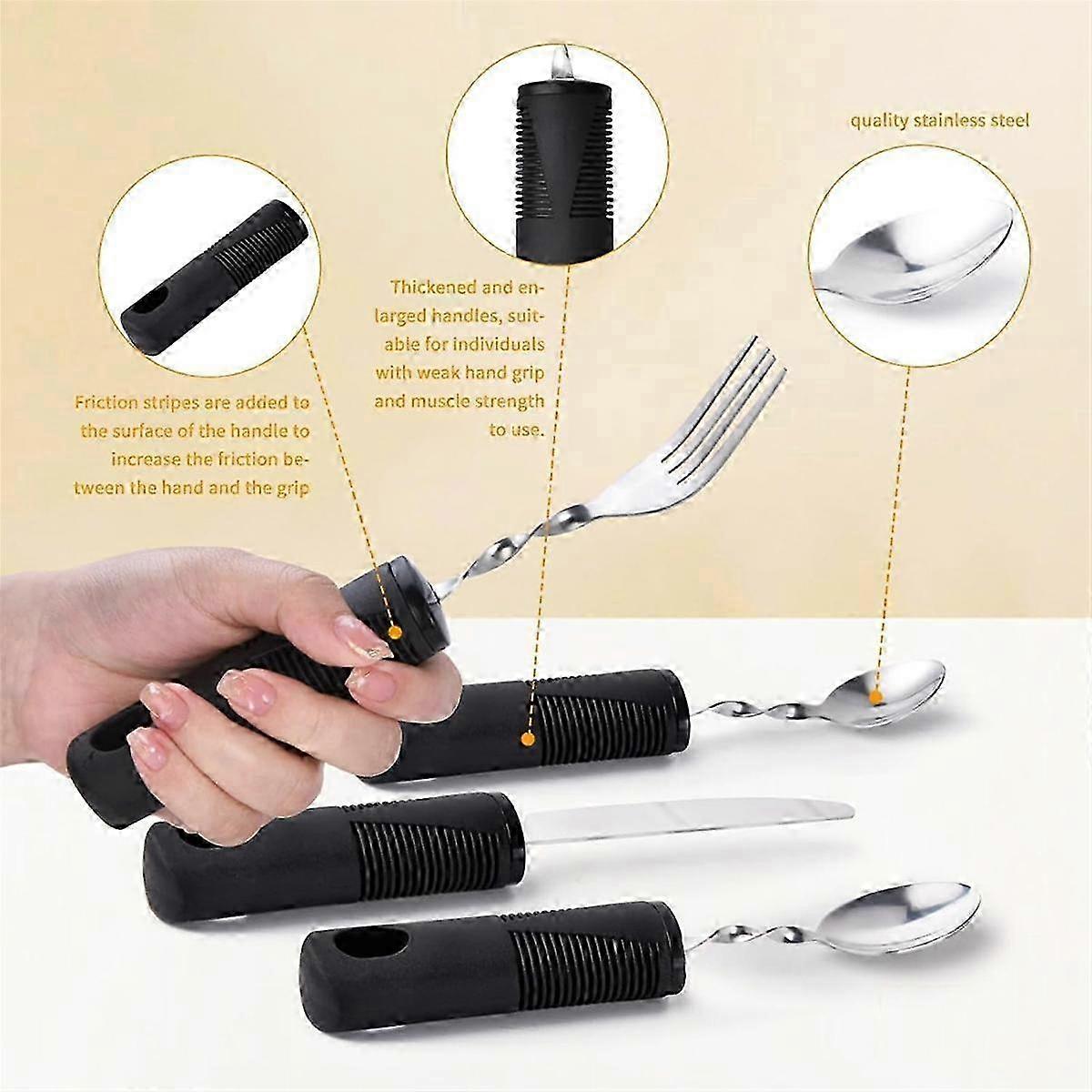 4pcs Bendable Cutlery Disabled Utensil Adult Weighted Utensils Elderly ...