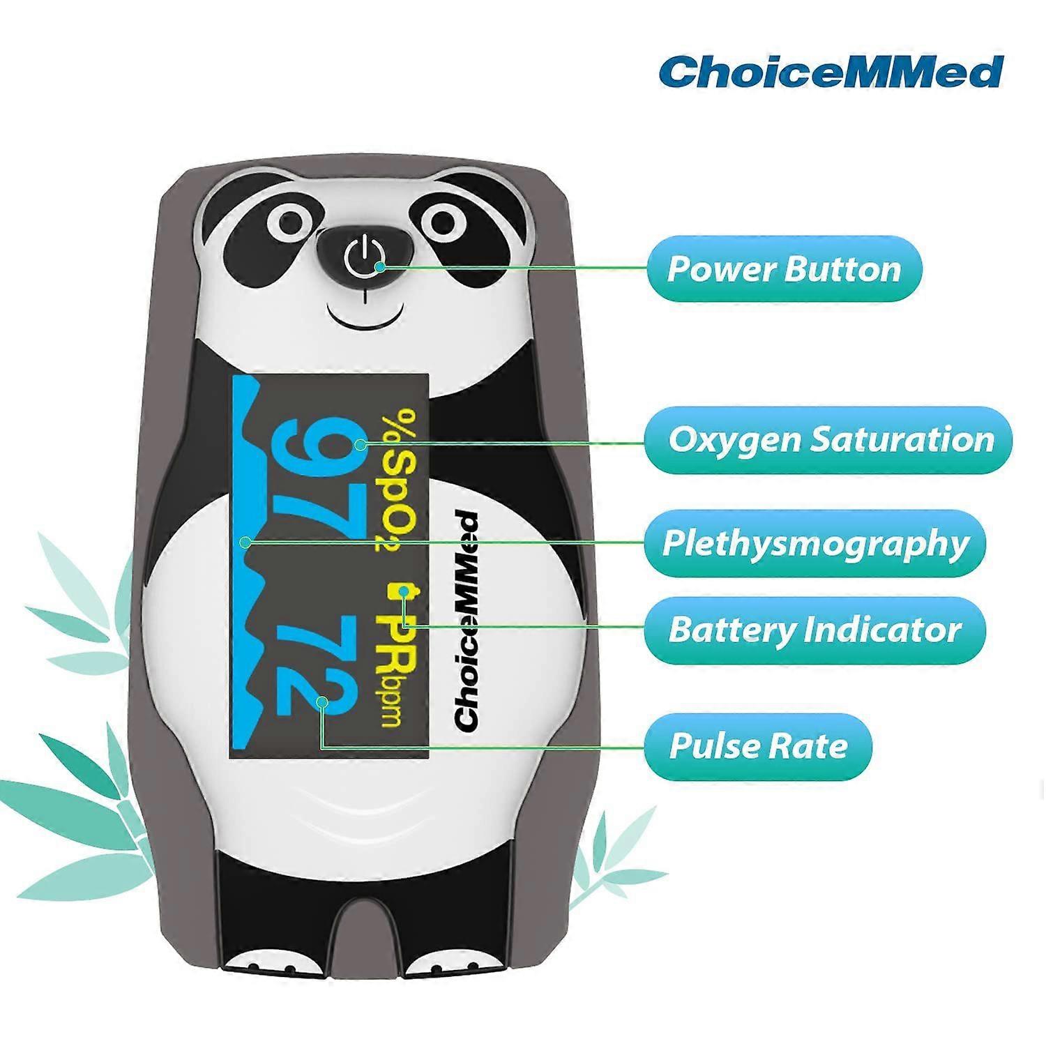 OLED Panda Pediatric Pulse Oximeter Fingertip SP02 Pulse Oximeter for Kids | Fruugo UK