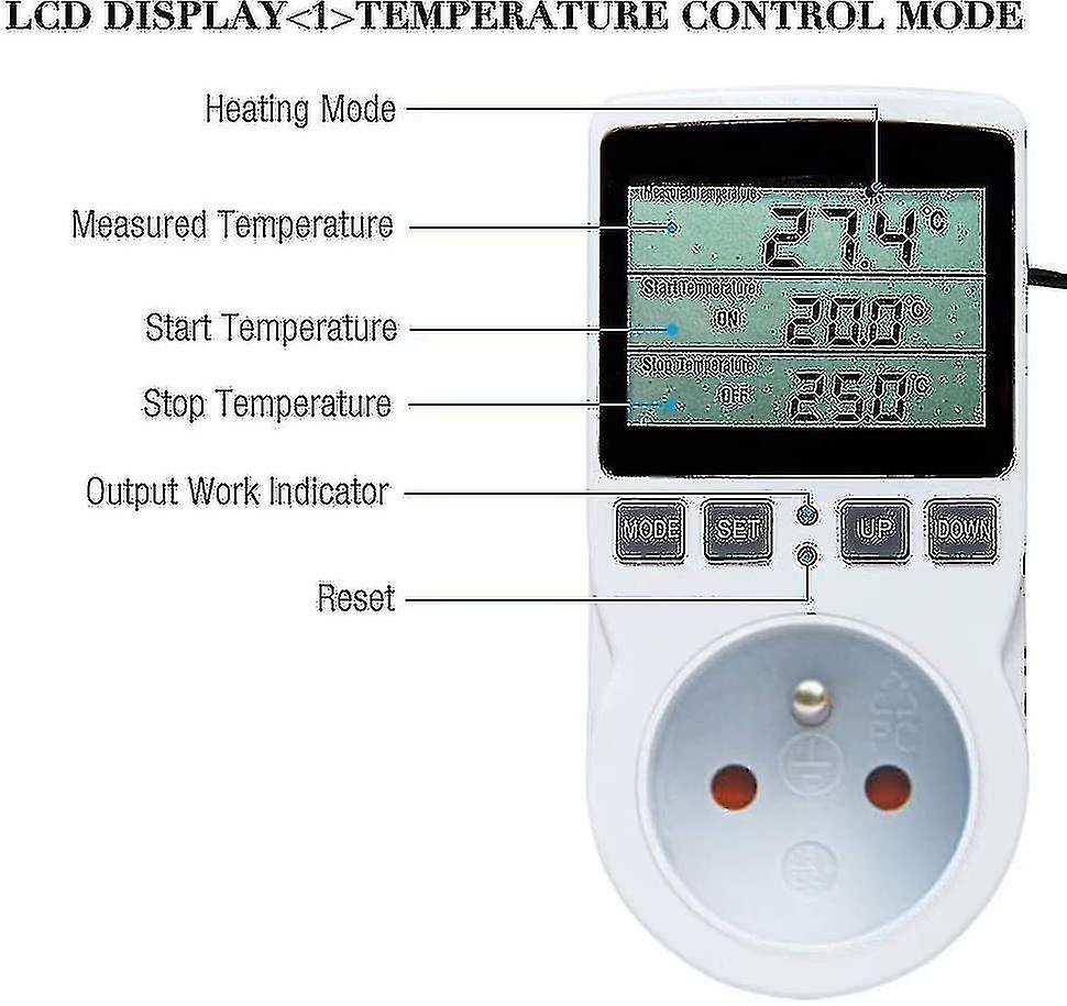 Digital Heating Cooling Thermostat Socket Lcd Temperature Controller 230v For Greenhouse Farm
