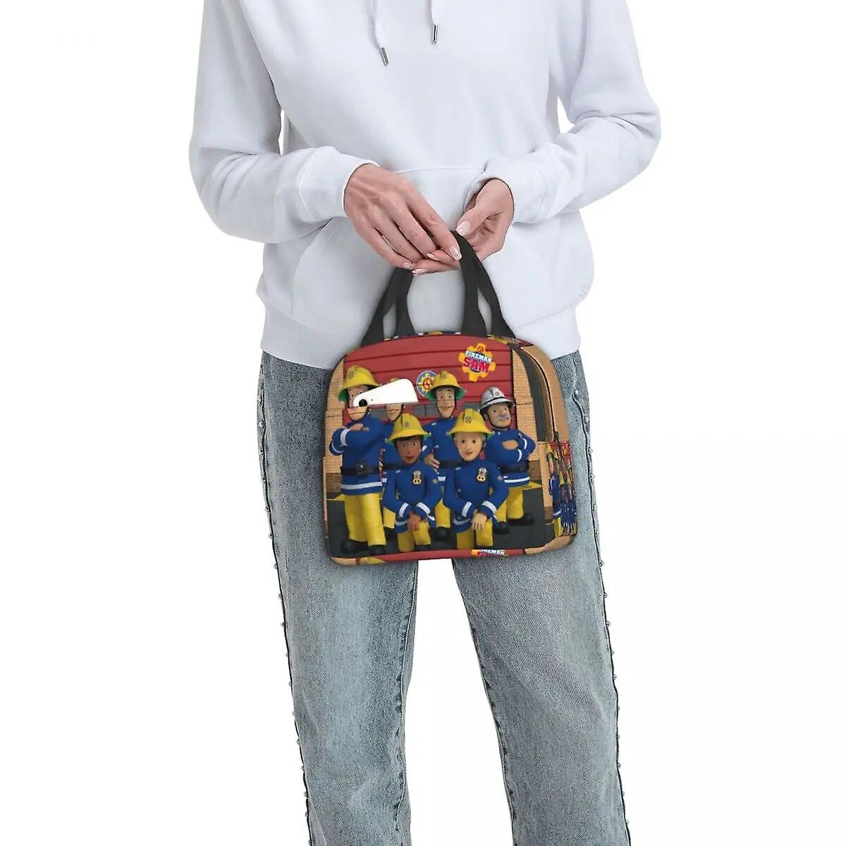 Fireman Sam Insulated Lunch Bag For Women Cartoon Firefighter Resuable ...