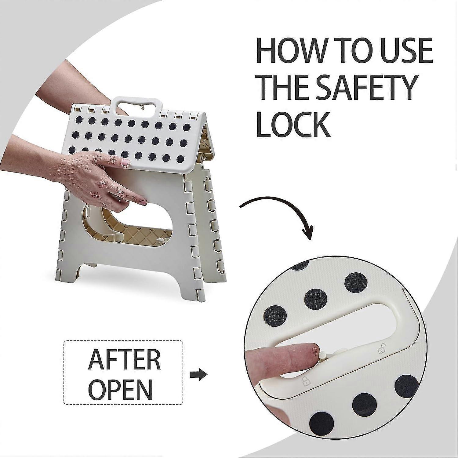 Folding Step Stool with Safety Lock,28 CM Pastic Foldable Stool,Hold Up ...