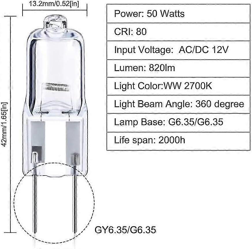 10Pcs G4 Halogen Bulb 35W 50W 12V Dimmable Capsule Bulb GY6.35 ...