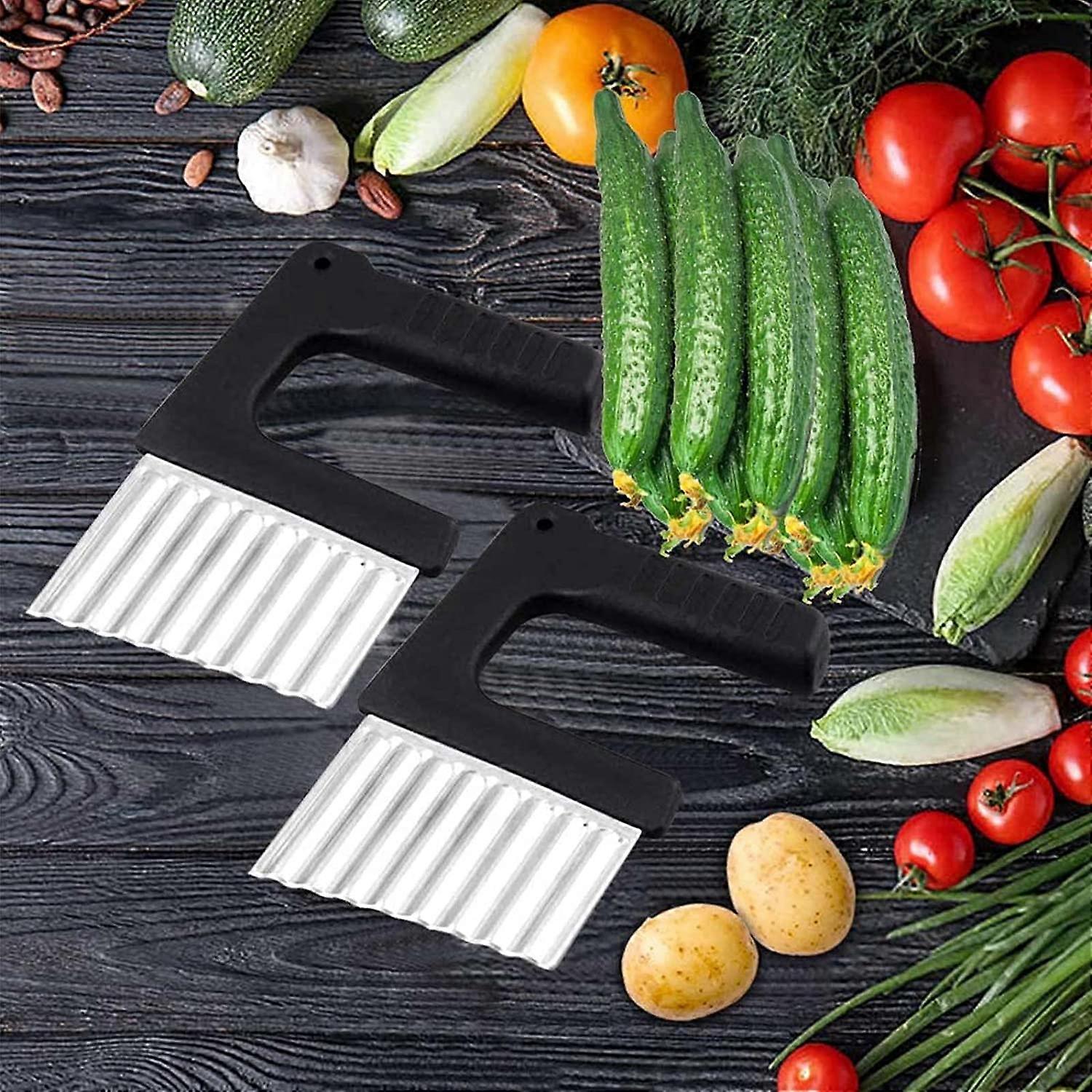 Pack of 2 Wavy Potato Cutters, Chips Wave Knife, Stainless Steel Wave ...