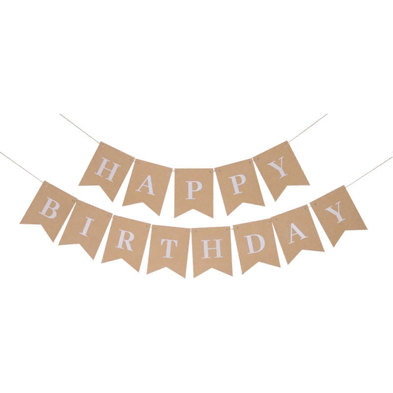 Kraft Paper Happy Birthday Banner Rustic Burlap Bunting Swallowtail ...